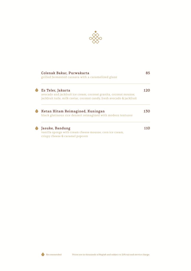 Menu at SEMAJA Menteng restaurant, Jakarta