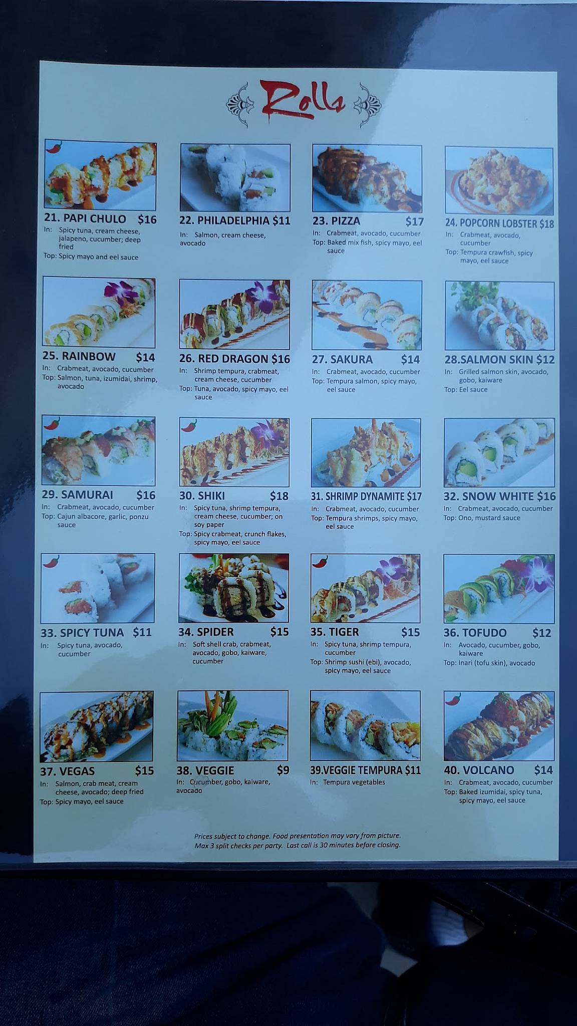 Menu at SHIKI SUSHI TEPPAN BBQ & SPORTS BAR, San Bernardino