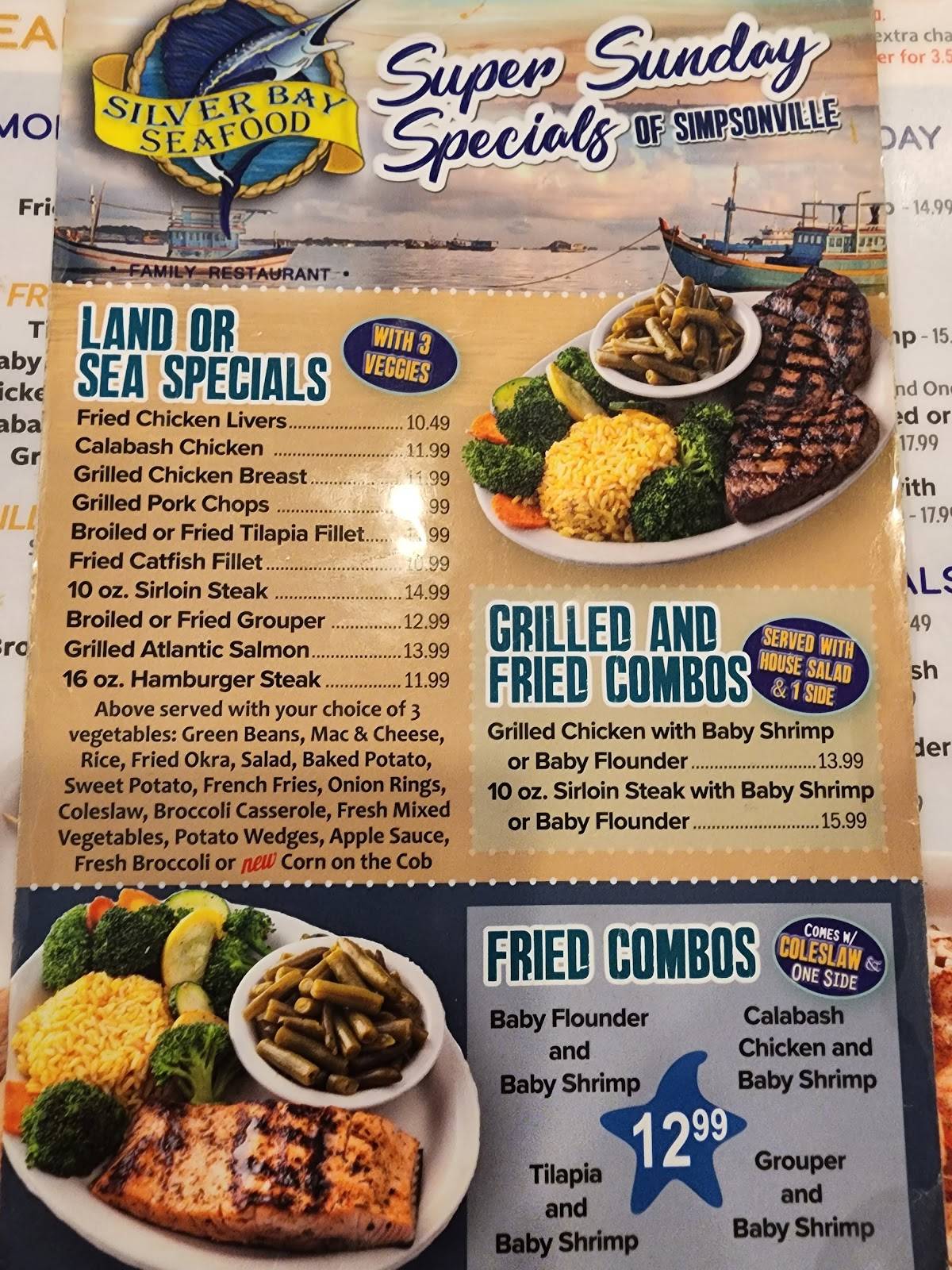 Menu at SILVER BAY restaurant, Simpsonville, 916 NE Main St
