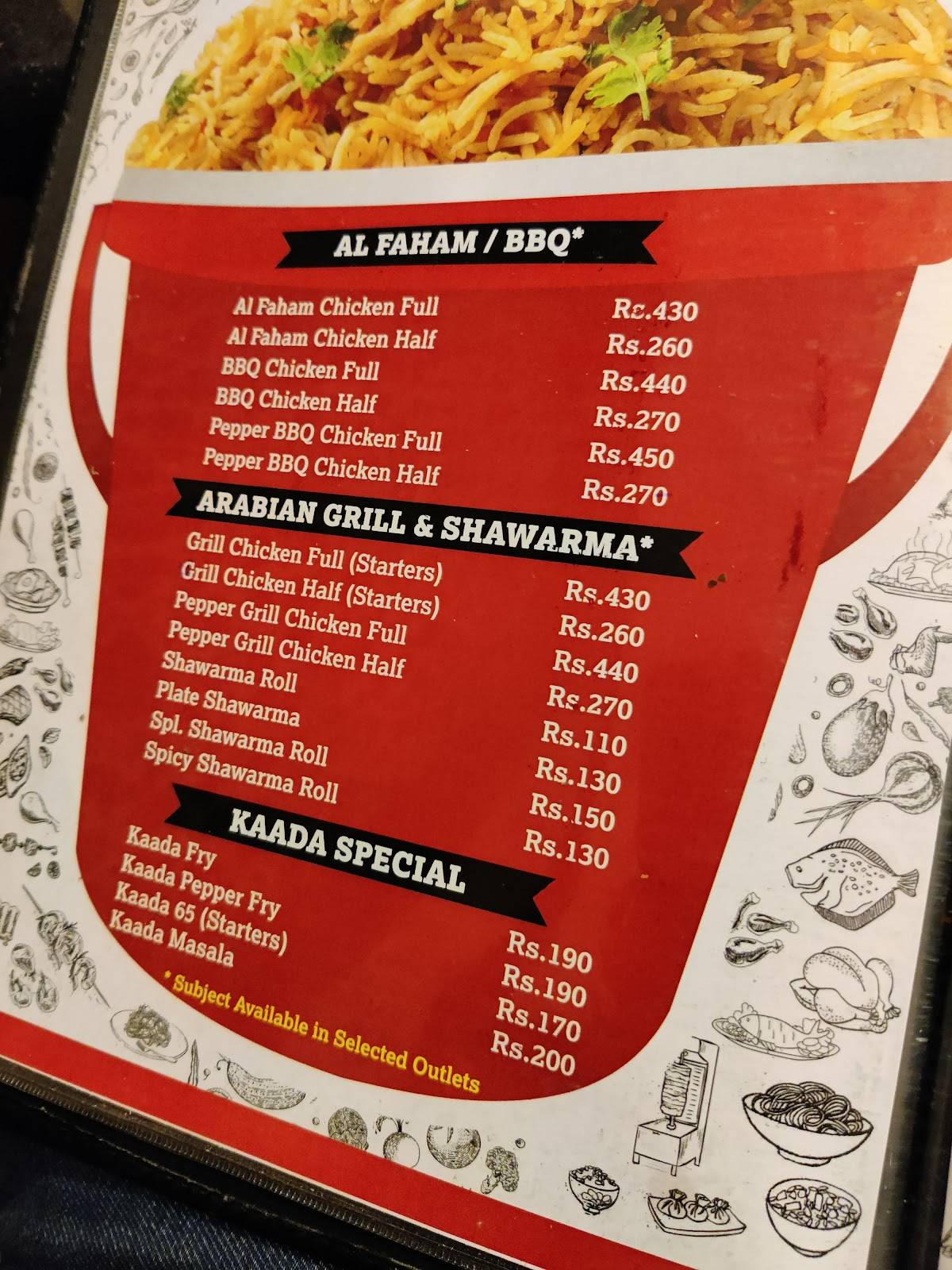 Menu at SS Hyderabad Biryani Saidapet, Chennai