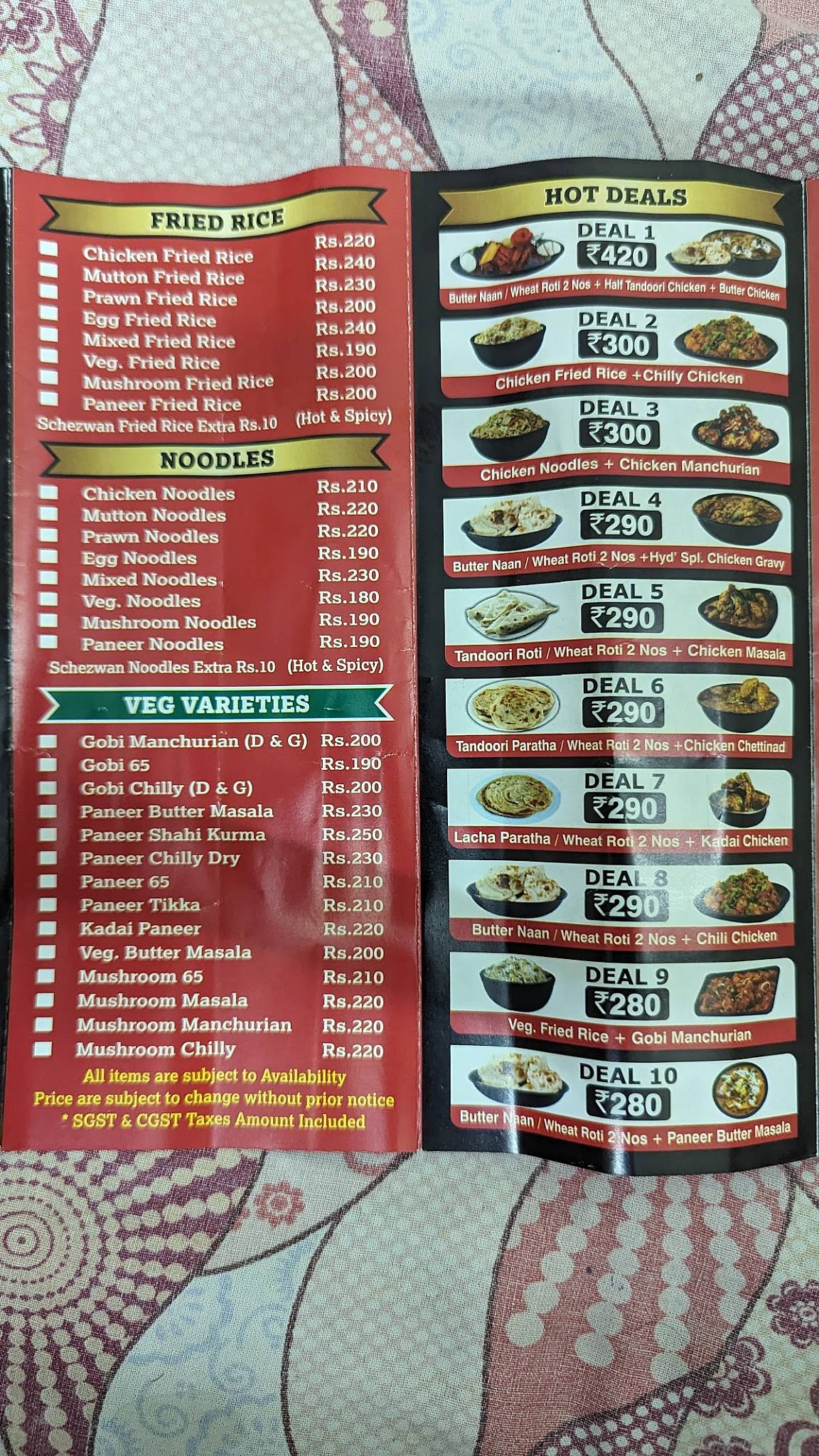 Menu at SS Hyderabad Biryani Saidapet, Chennai