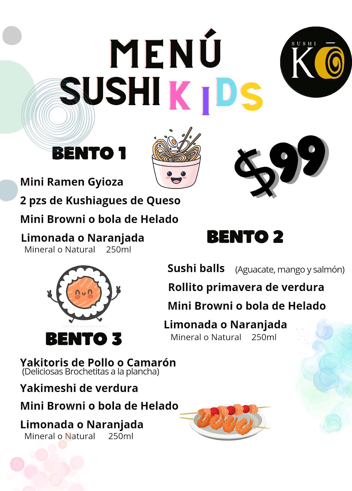 Menu at Sushi Ko restaurant, San Miguel de Allende