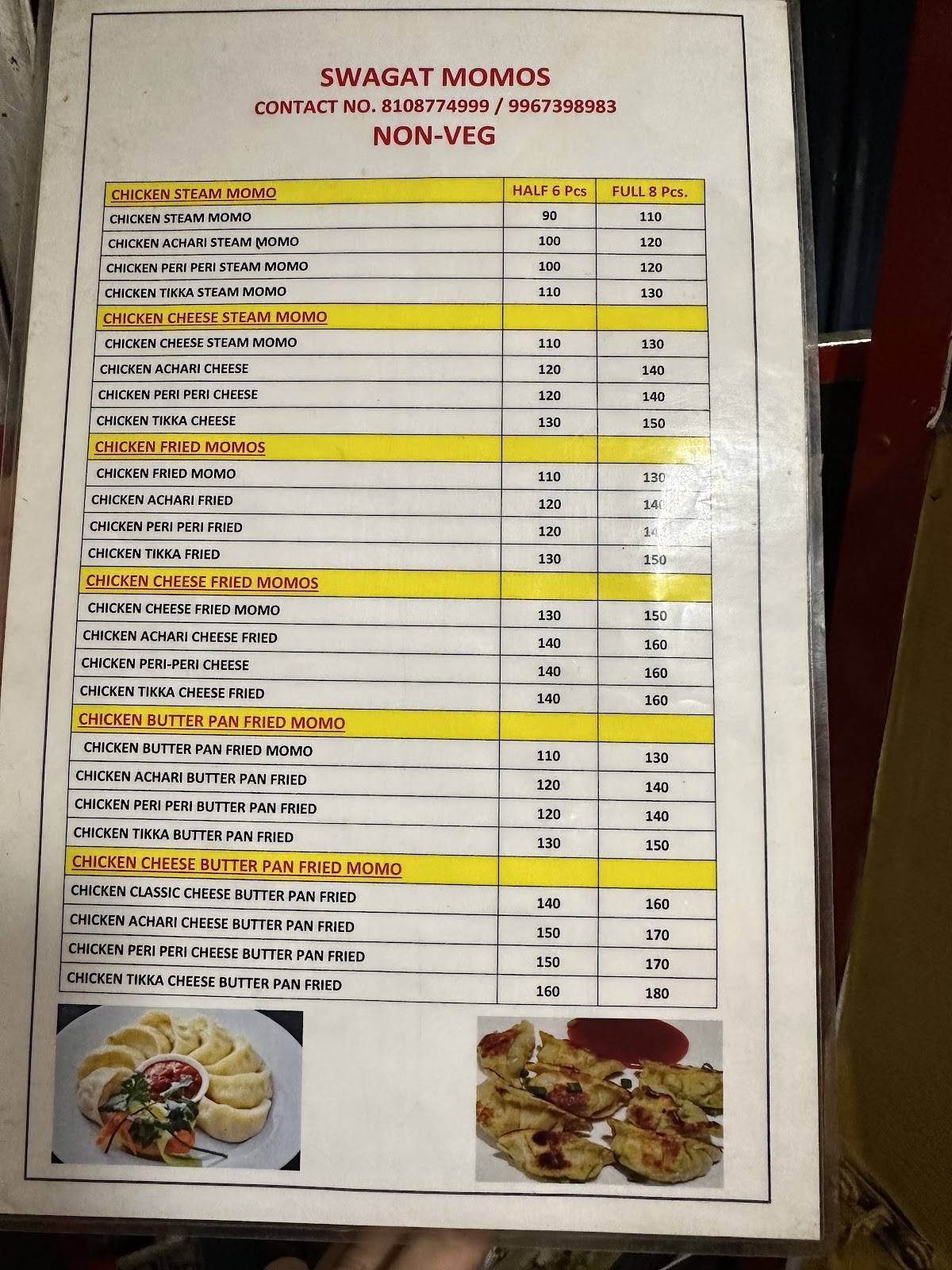 Menu at SWAGAT MOMOS, Thane