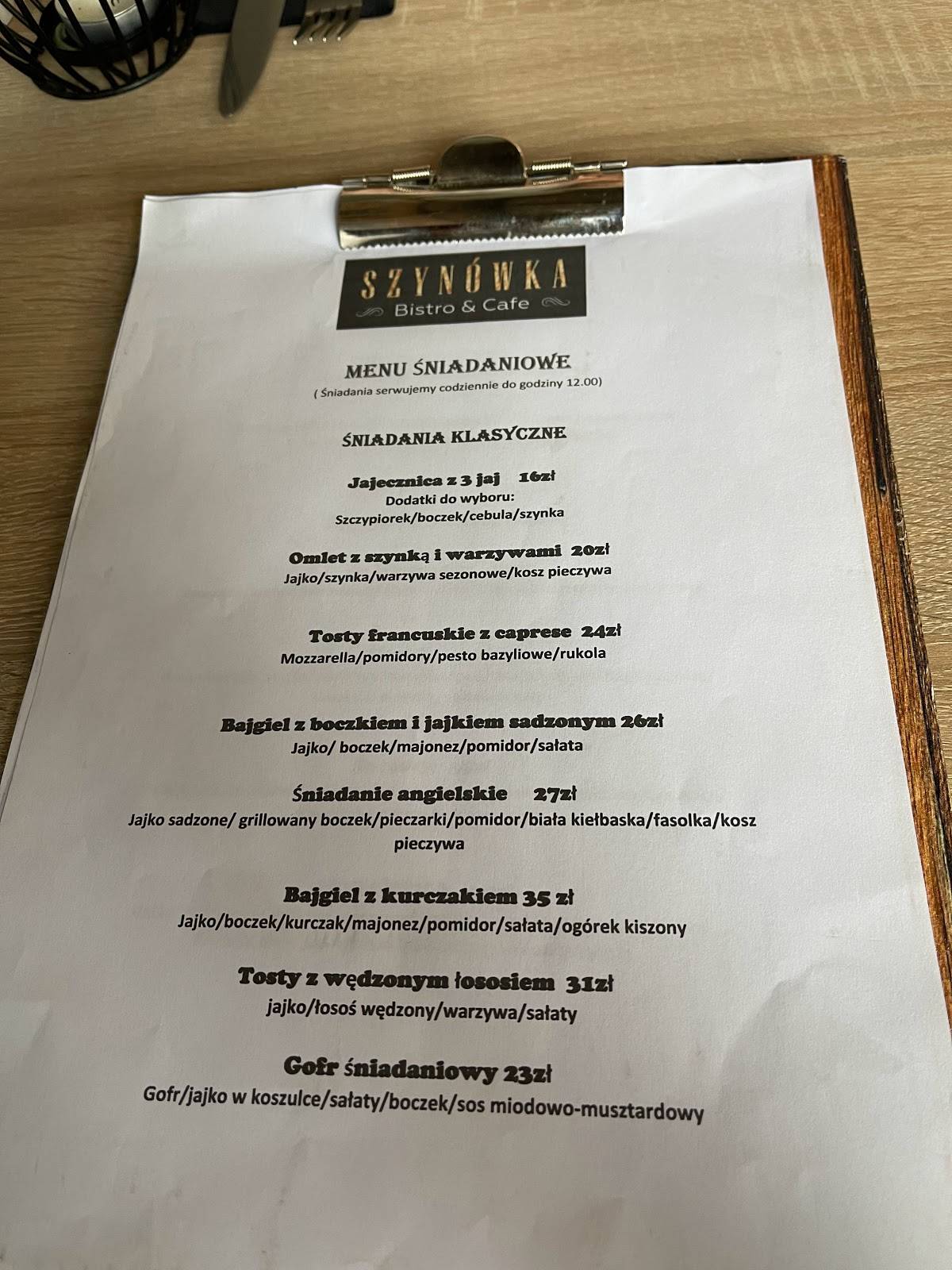 Carta del restaurante "SZYNÓWKA 2.0" Katowice/ Śniadania / Restauracja ...