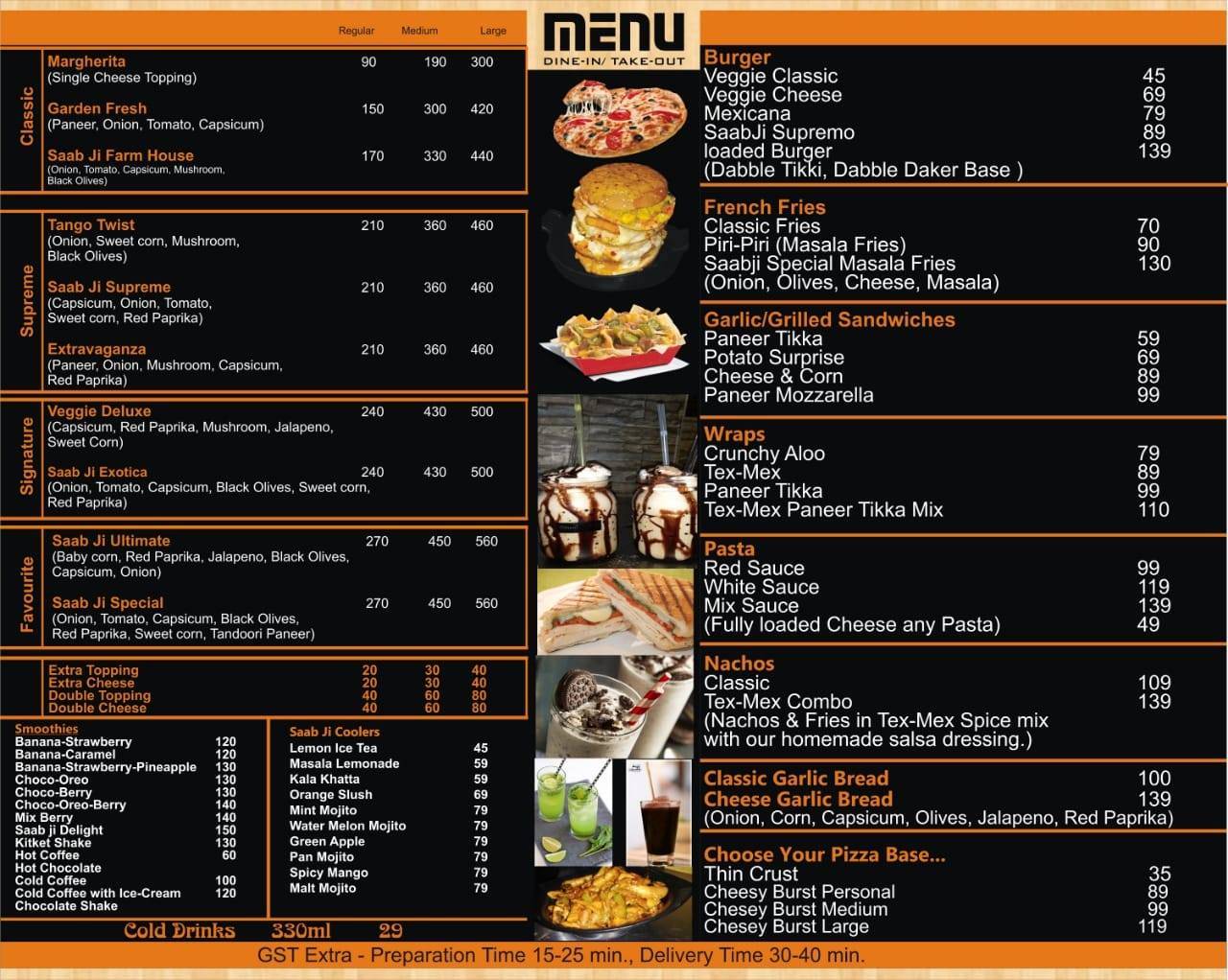 Menu at Saab Ji, Kasganj