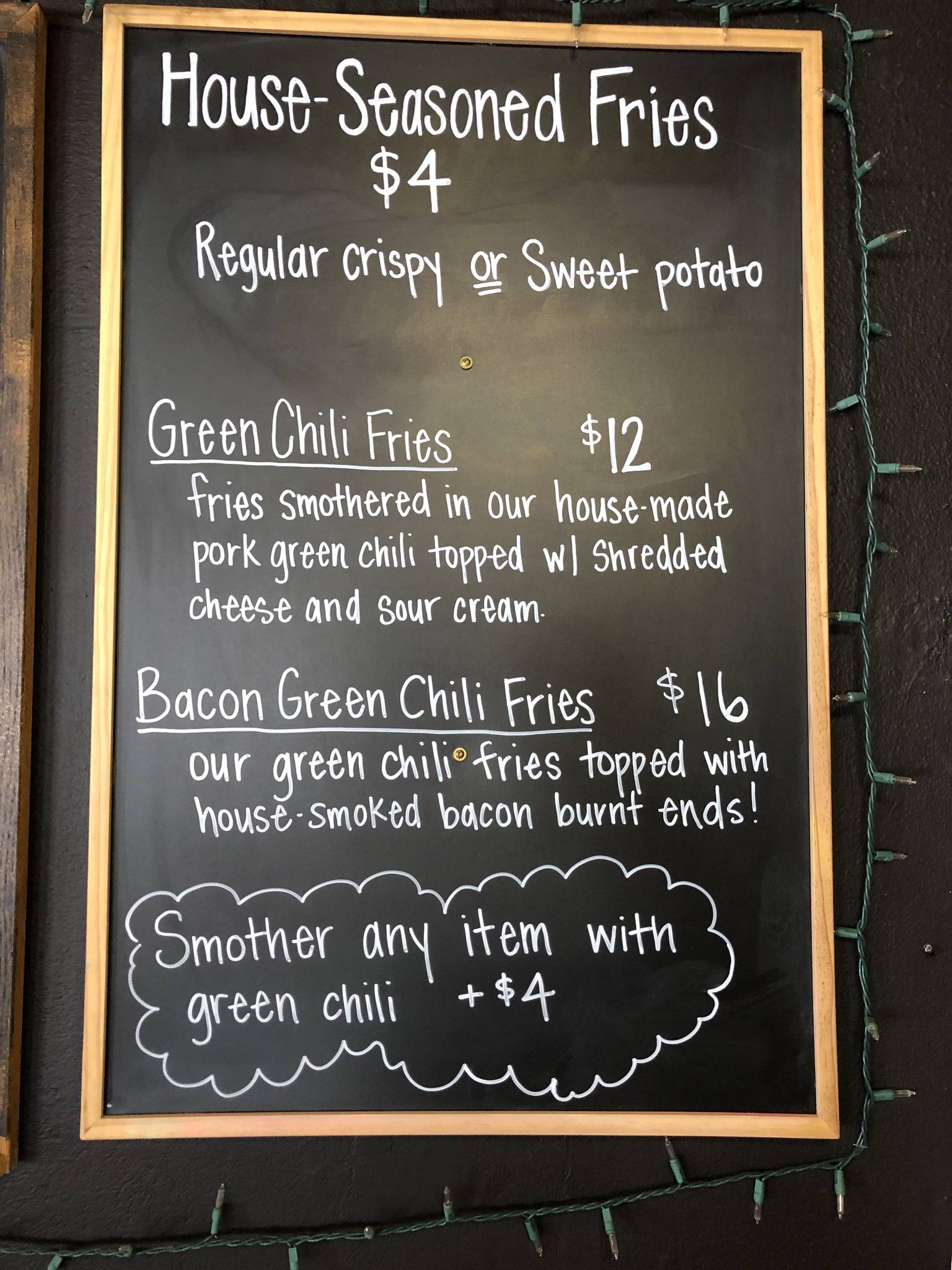 Menu at Sage restaurant, Pagosa Springs