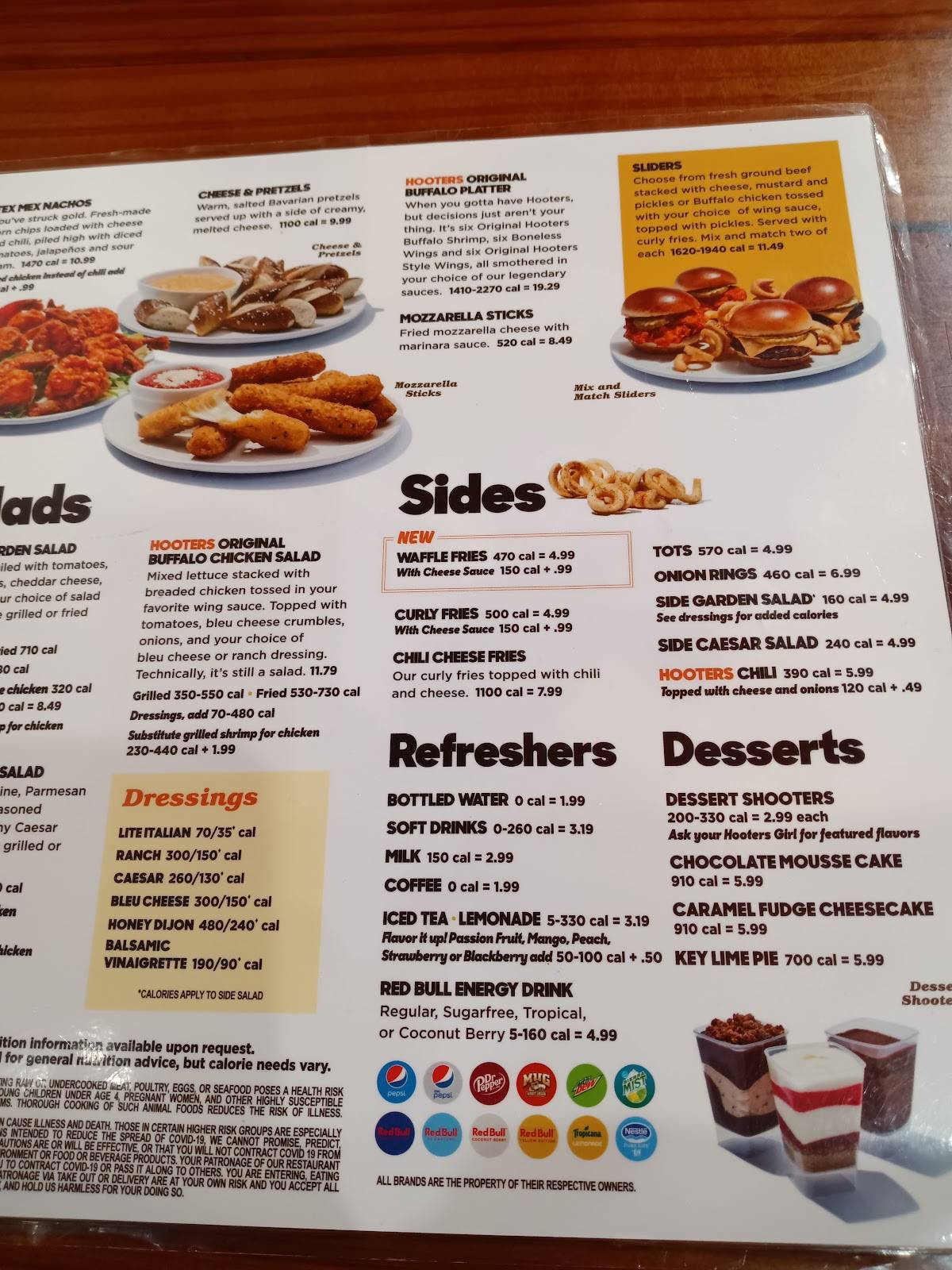 Carta del pub y bar Hooters, Saginaw, Bay Rd