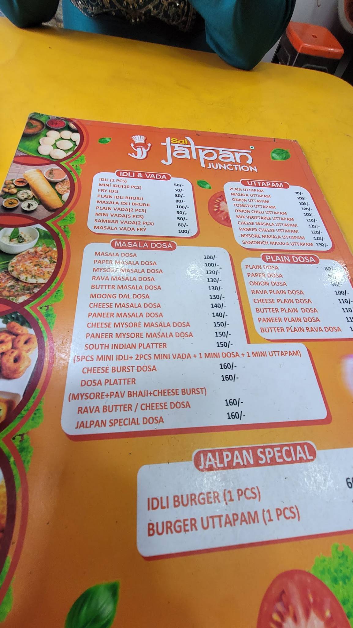 Menu at Sai Jalpan, Kolkata