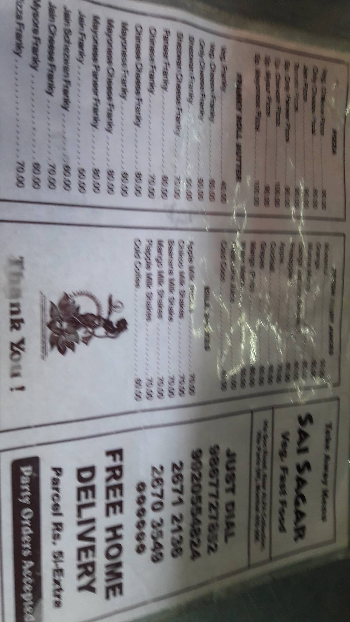 Menu at Sai Sagar Fast Food, Mumbai, Shop No-24