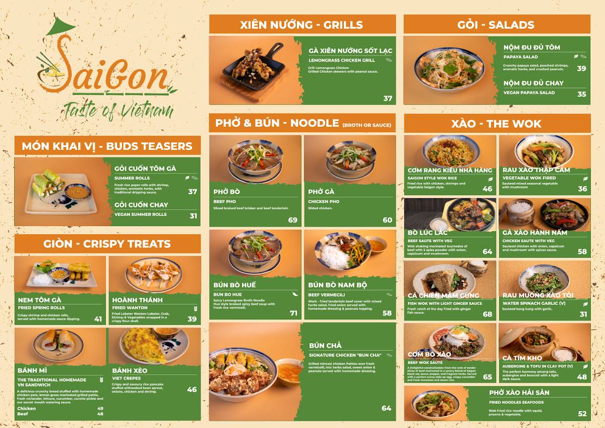 Menu at Saigon - Taste of Vietnam YAS Mall restaurant, Abu Dhabi