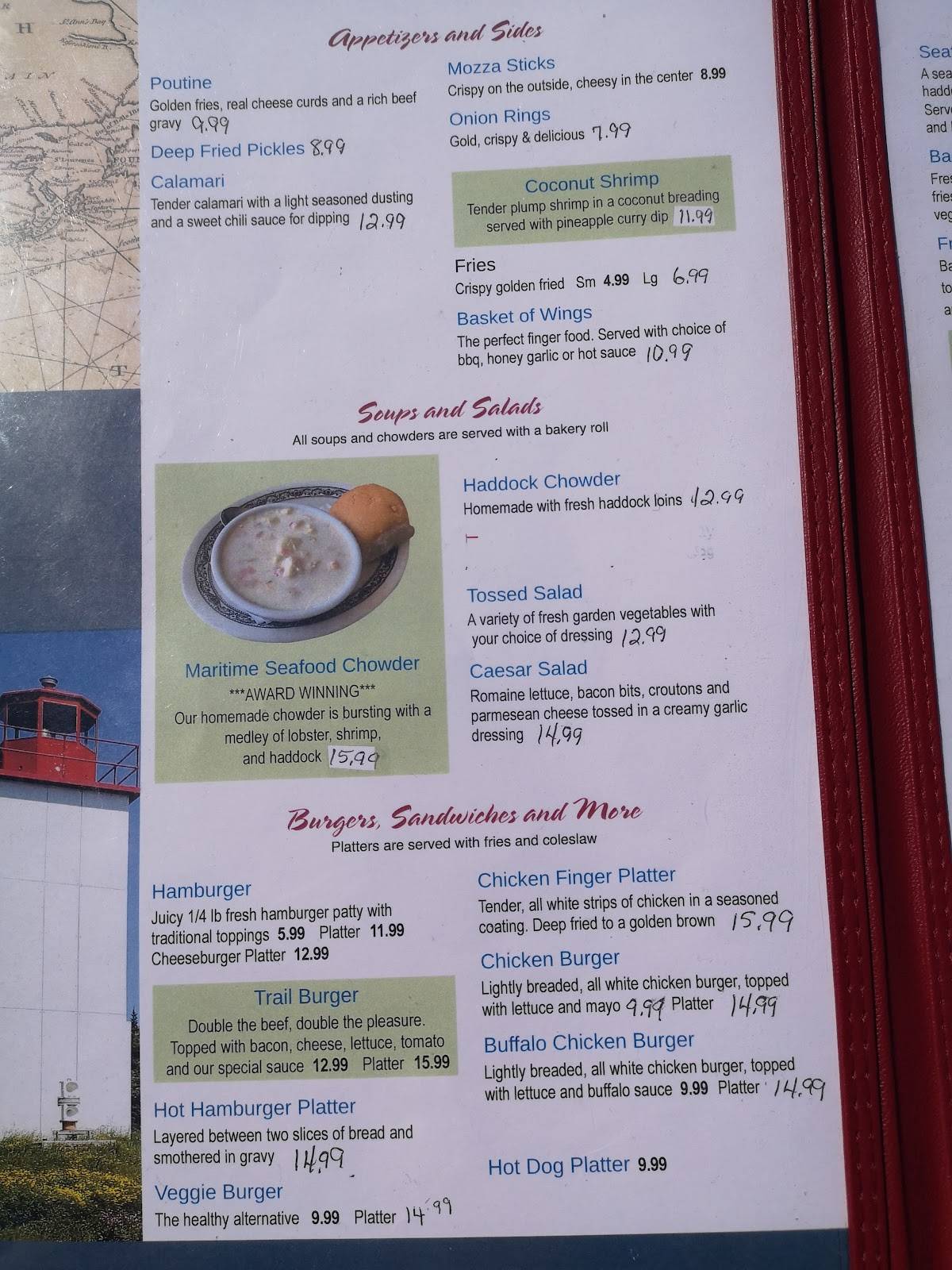 Menu at Seaside Restaurant, Orange Hill