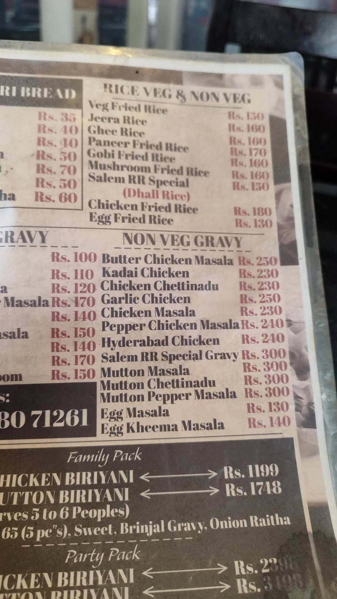 Menu at Salem RR Biryani - Krishnagiri, Krishnagiri