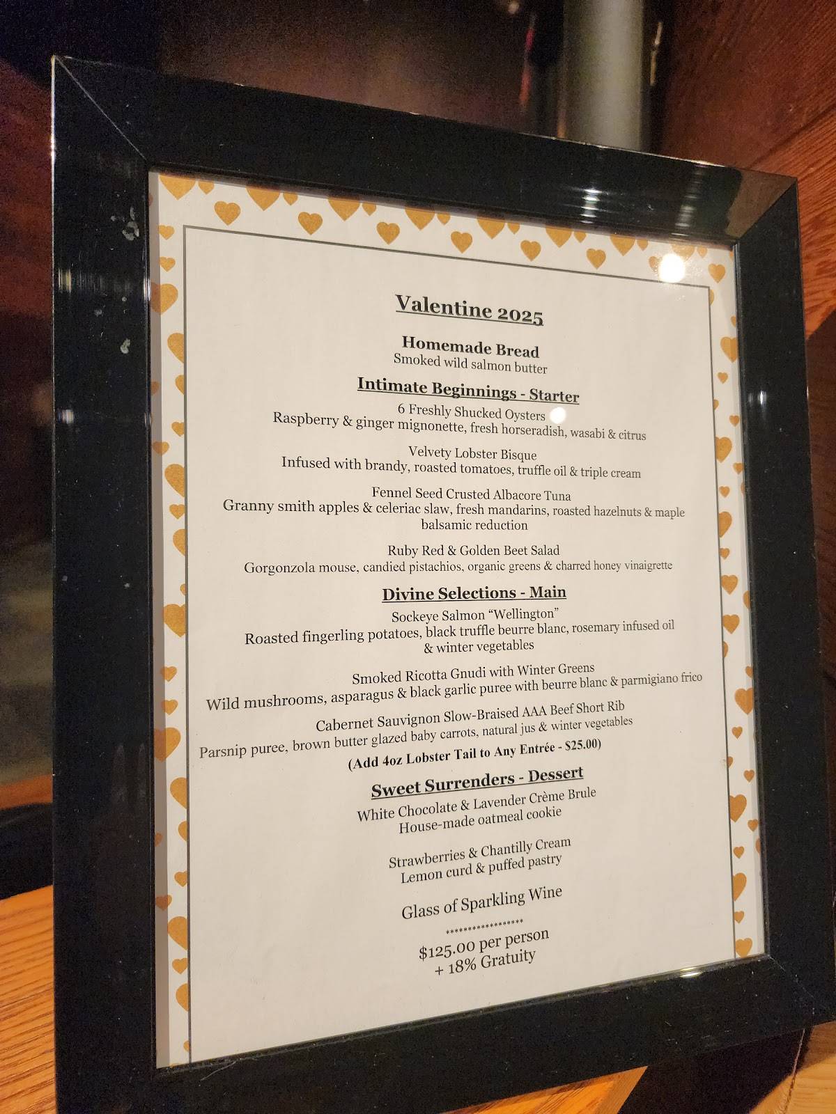 Menu at Salmon House On The Hill restaurant, West Vancouver