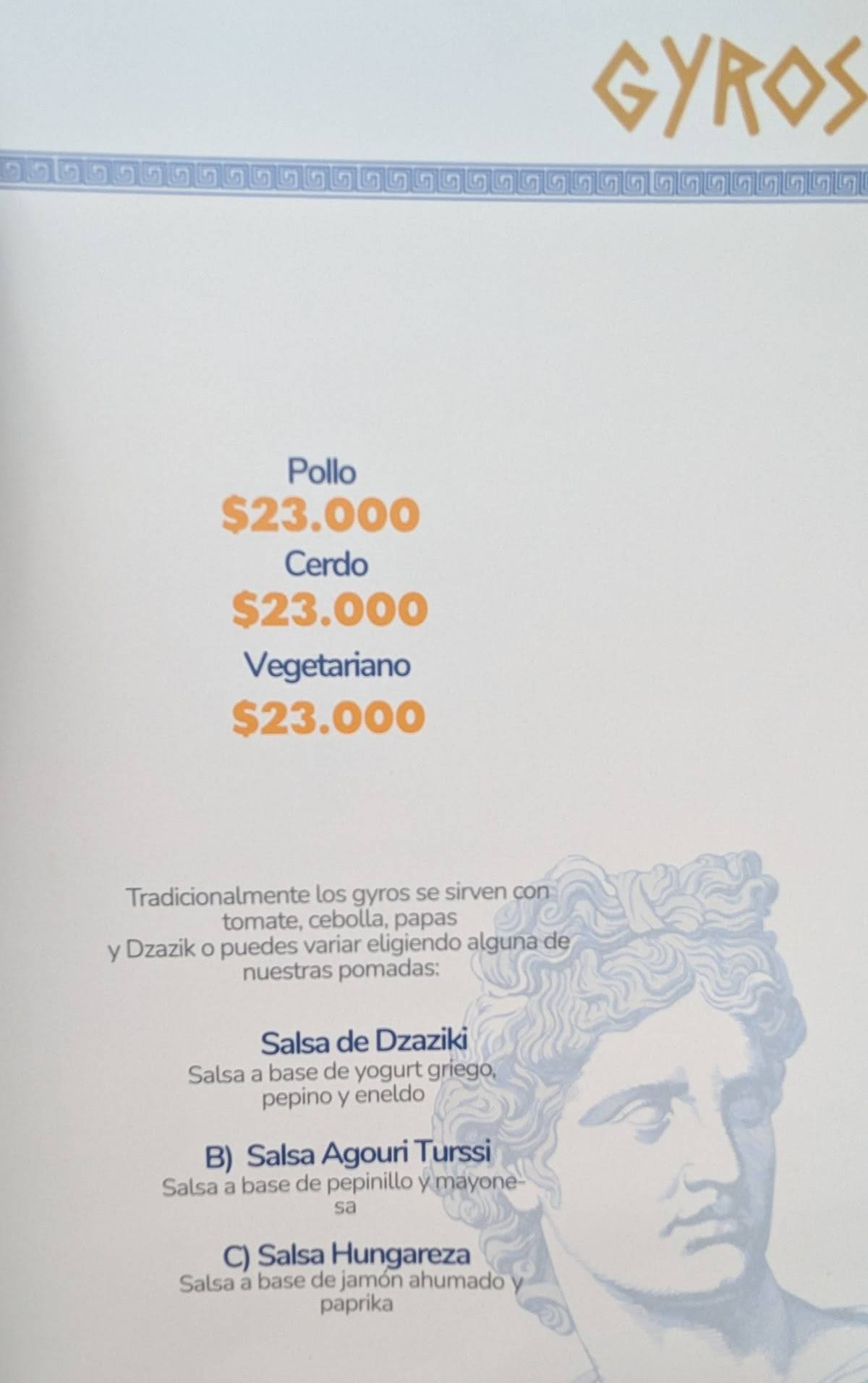 Carta del restaurante Salonika Usaquen (Gyradiko), Bogotá