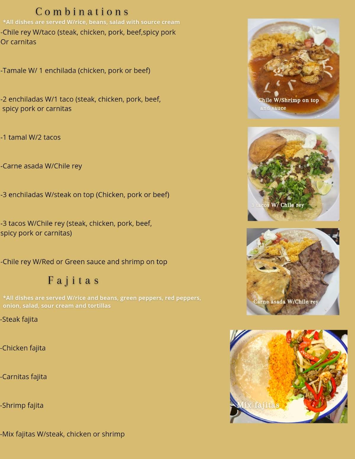 Menu at Salsa Mexican Restaurant, Dillon