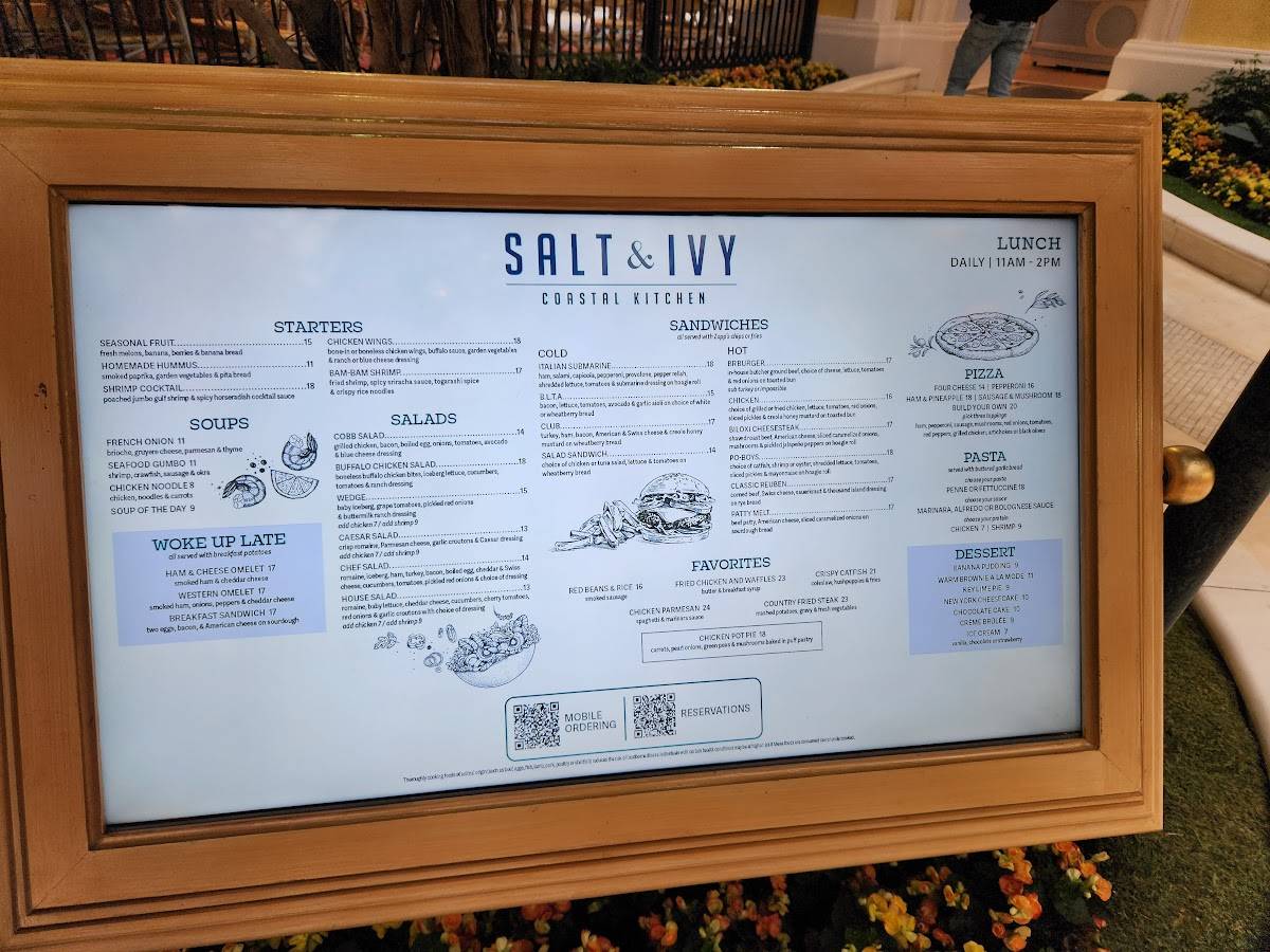 Menu at Salt & Ivy, A Coastal Kitchen cafe, Biloxi, Beau Rivage Resort ...