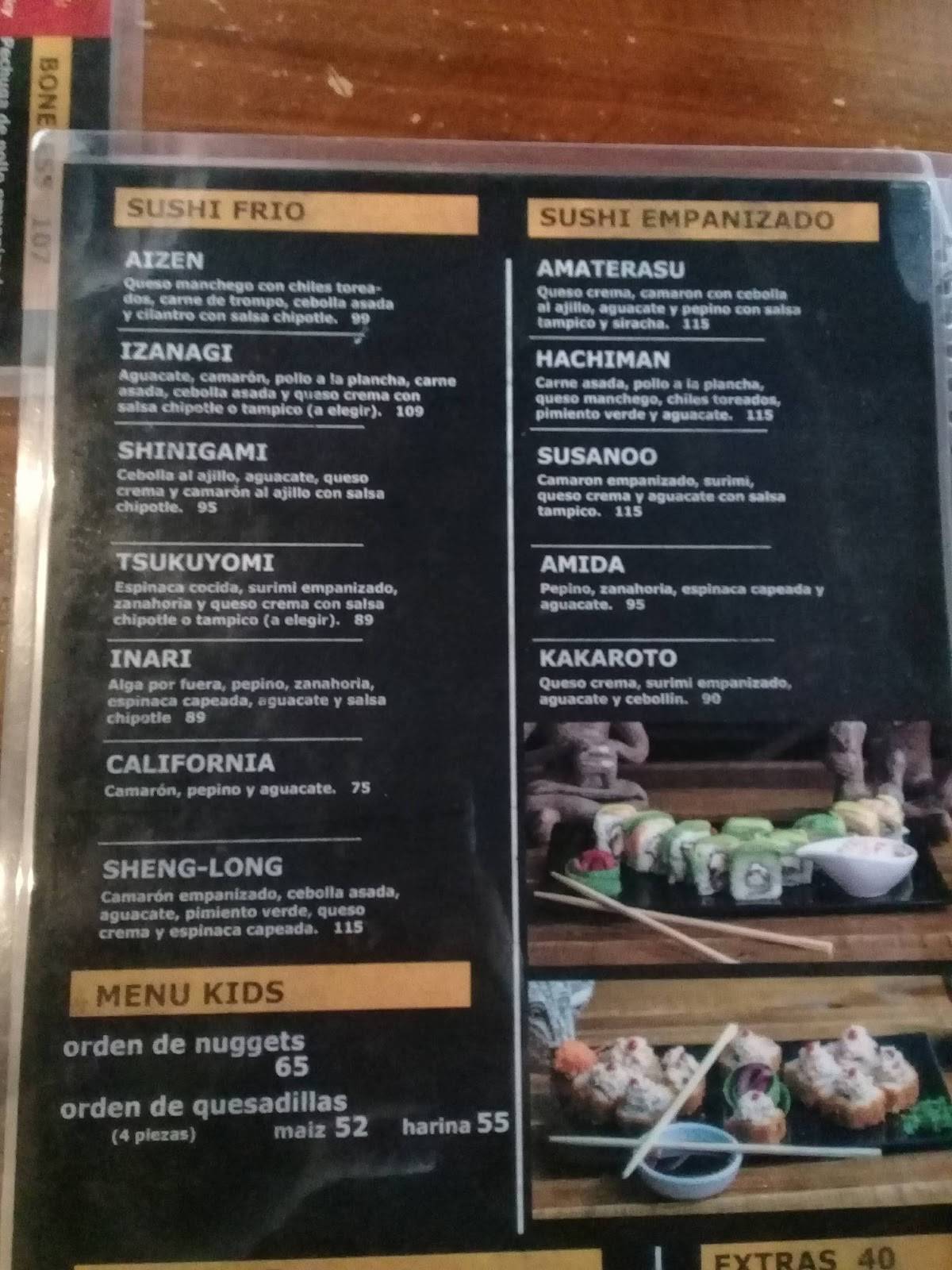 Carta del restaurante Totem, Saltillo