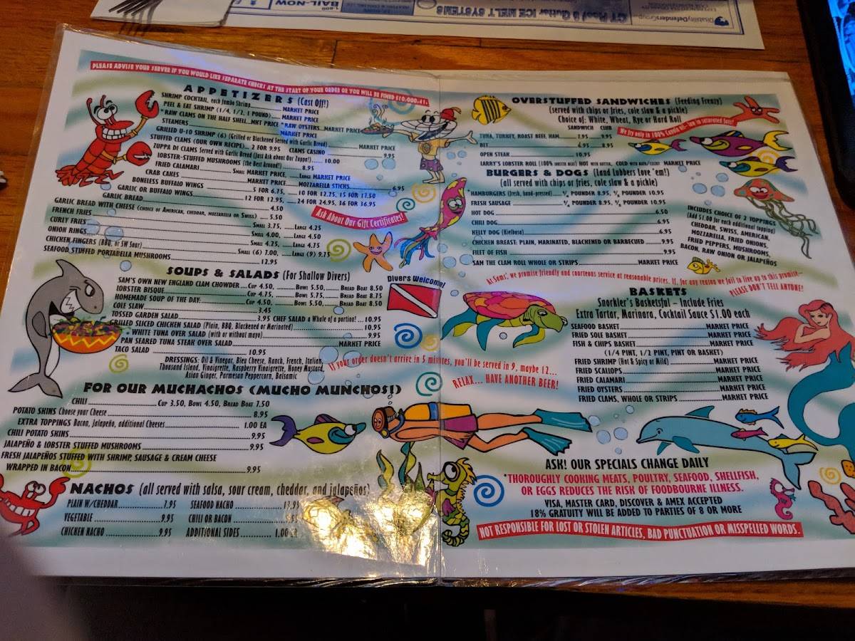 Menu at Sam The Clam Pub & Grub, Cheshire