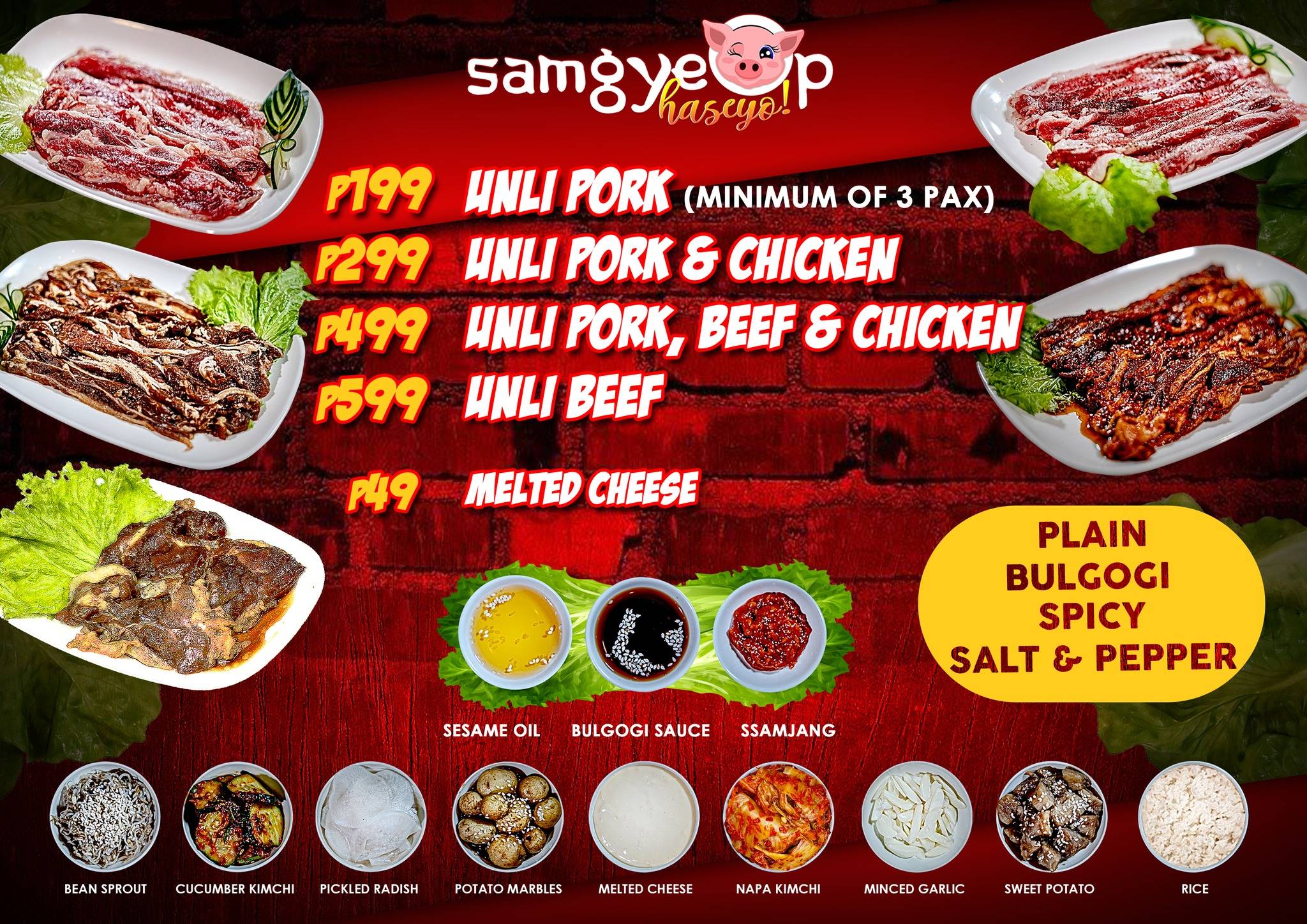 Carta del restaurante Samgyeop Haseyo, Taguig