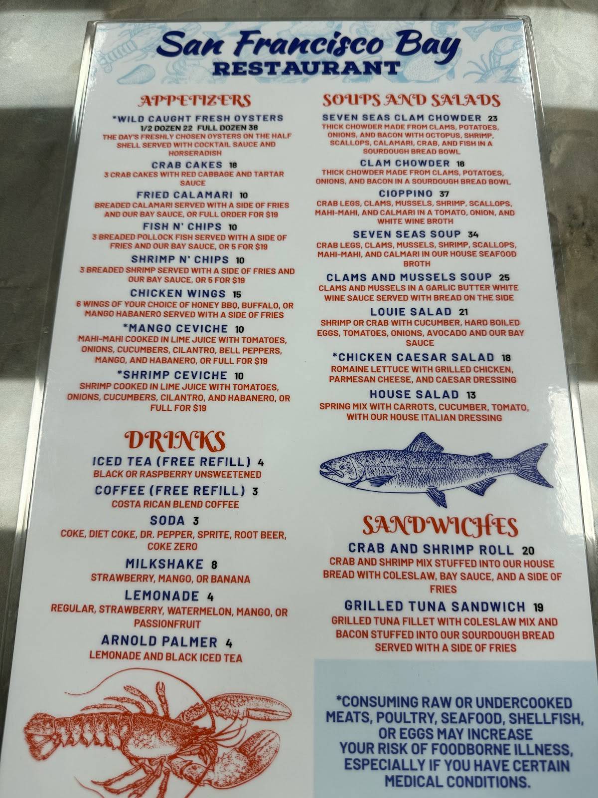 Menu at San Francisco Bay Restaurant, Las Vegas