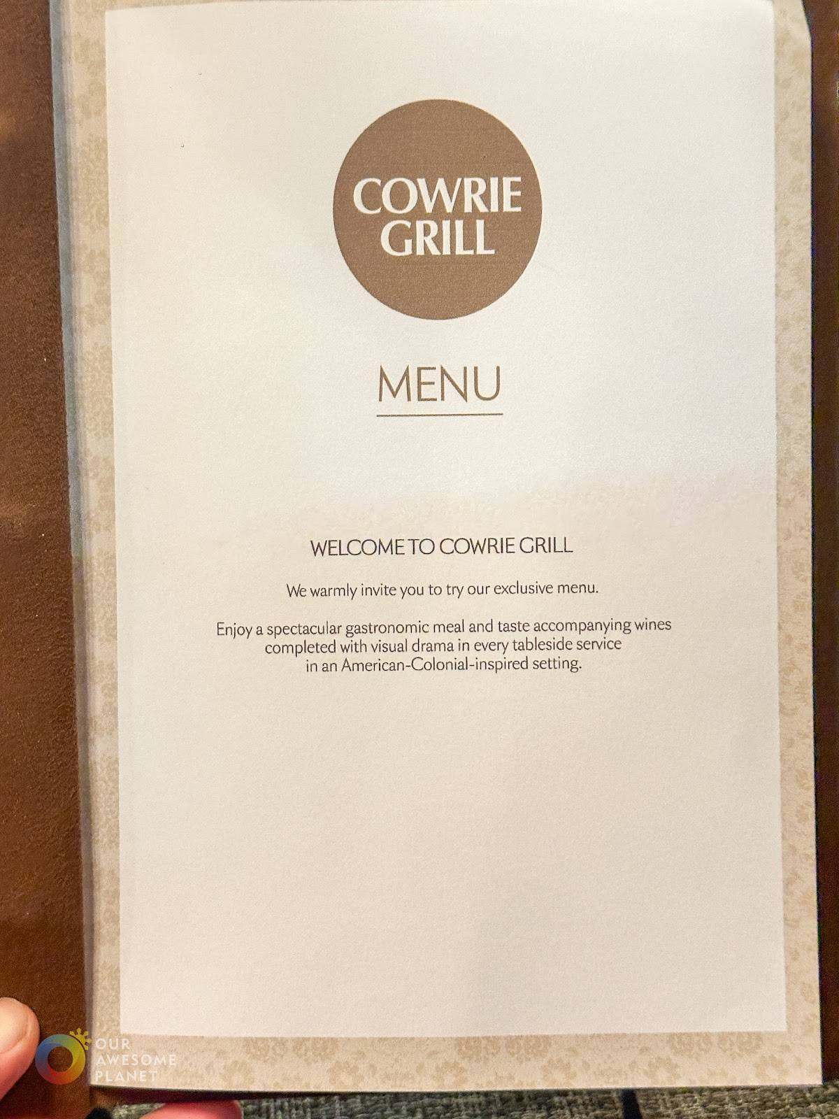 Menu at Cowrie Grill - Greenhills Shopping Center steakhouse, San Juan ...