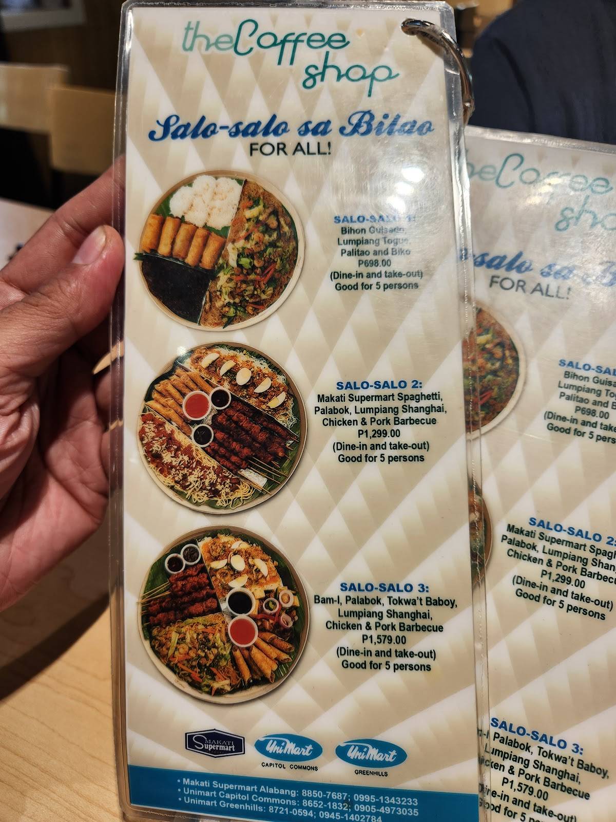 Carta del restaurante Unimart Coffee Shop, San Juan