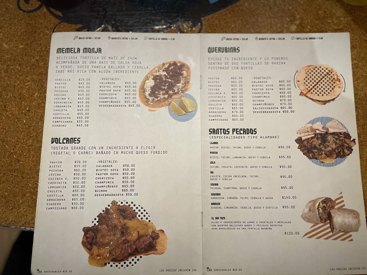 Carta del restaurante San Taco, Ciudad del México, Merida 154