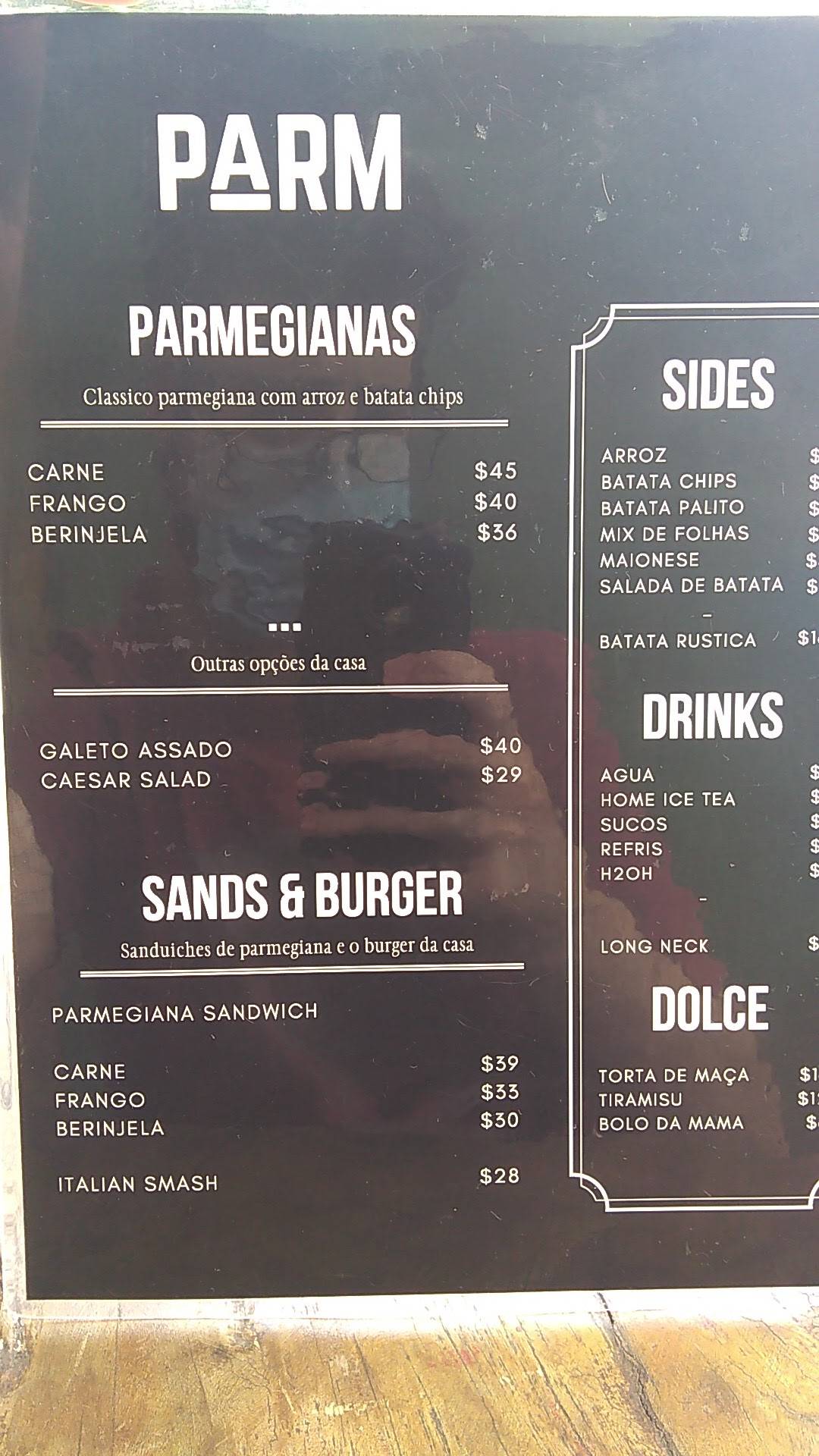 Menu em Parm restaurante, São Paulo