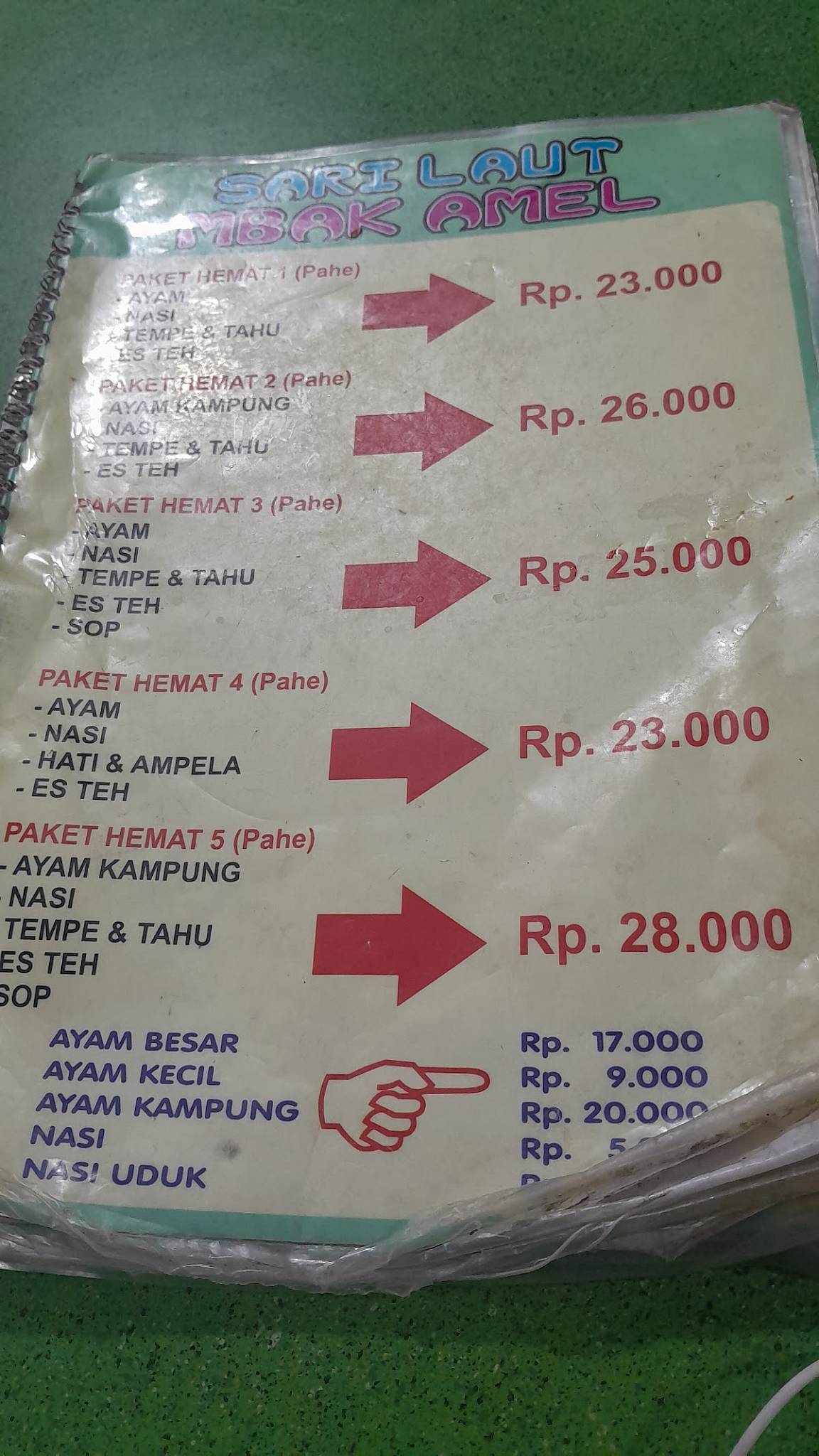 Carta del restaurante Sari Laut Mbak Amel, Macasar, Jl. Bulu Kunyi No.12A