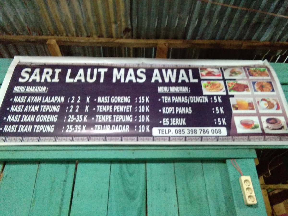 Menu at Sari laut Mas Awal restaurant, Indonesia