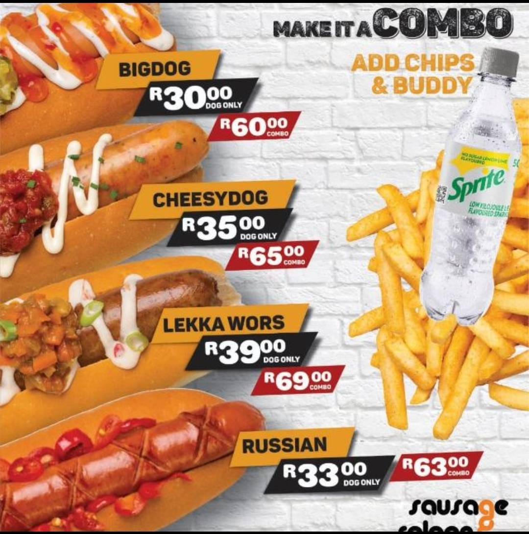 Menu at Sausage Saloon Cradlestone Mall restaurant, Roodepoort