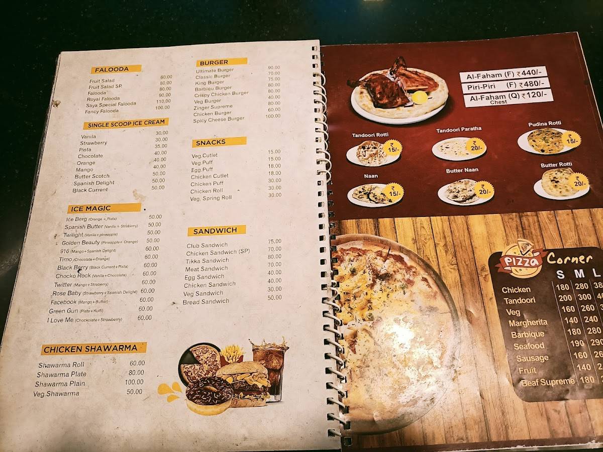 Menu at Saya Bakery, Mannarkkad