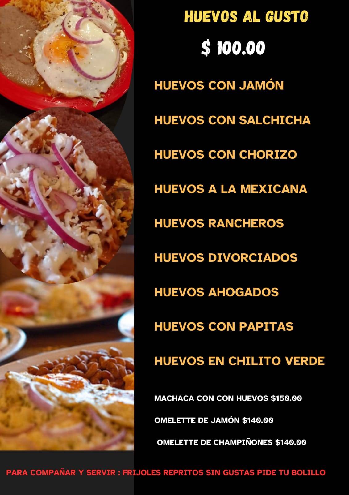 Menu at Sazón Mexa restaurant, Monterrey