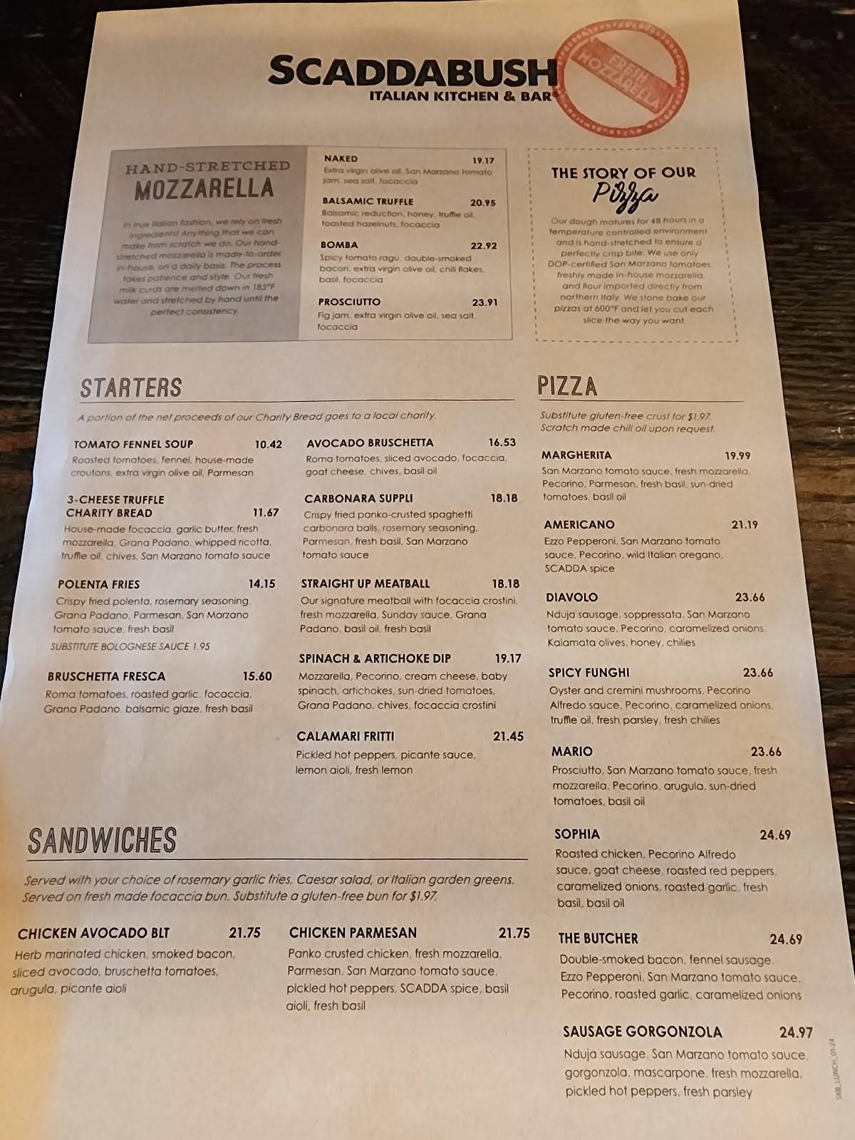 Menu at Scaddabush Italian Kitchen & Bar Front Street, Toronto, 200 ...