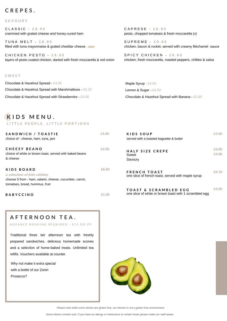 Menu at Scoff & Patter cafe, Bishopton