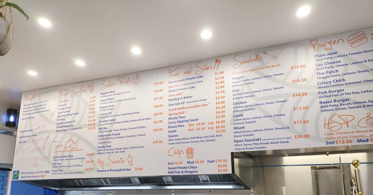 Menu at Seafood Grill Fish & Chippery restaurant, Beaumaris