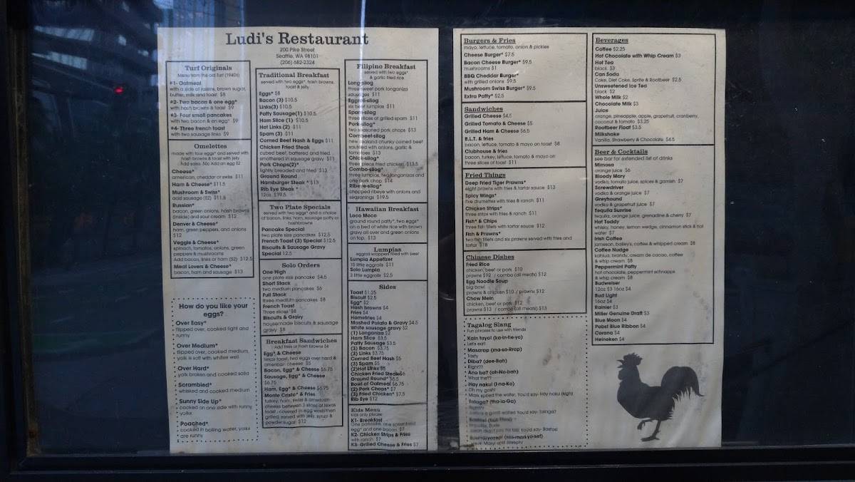 Menu at Ludi's restaurant, Seattle