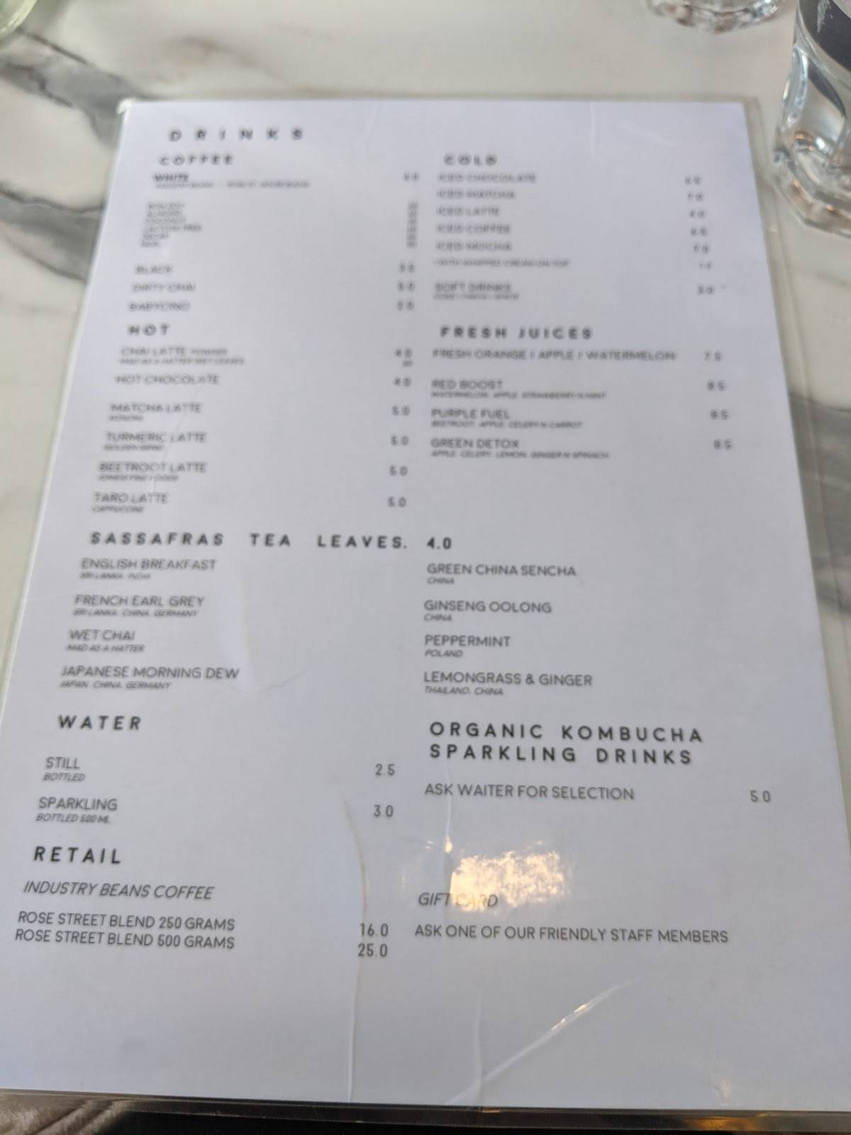 Menu at Second Wife cafe, Box Hill
