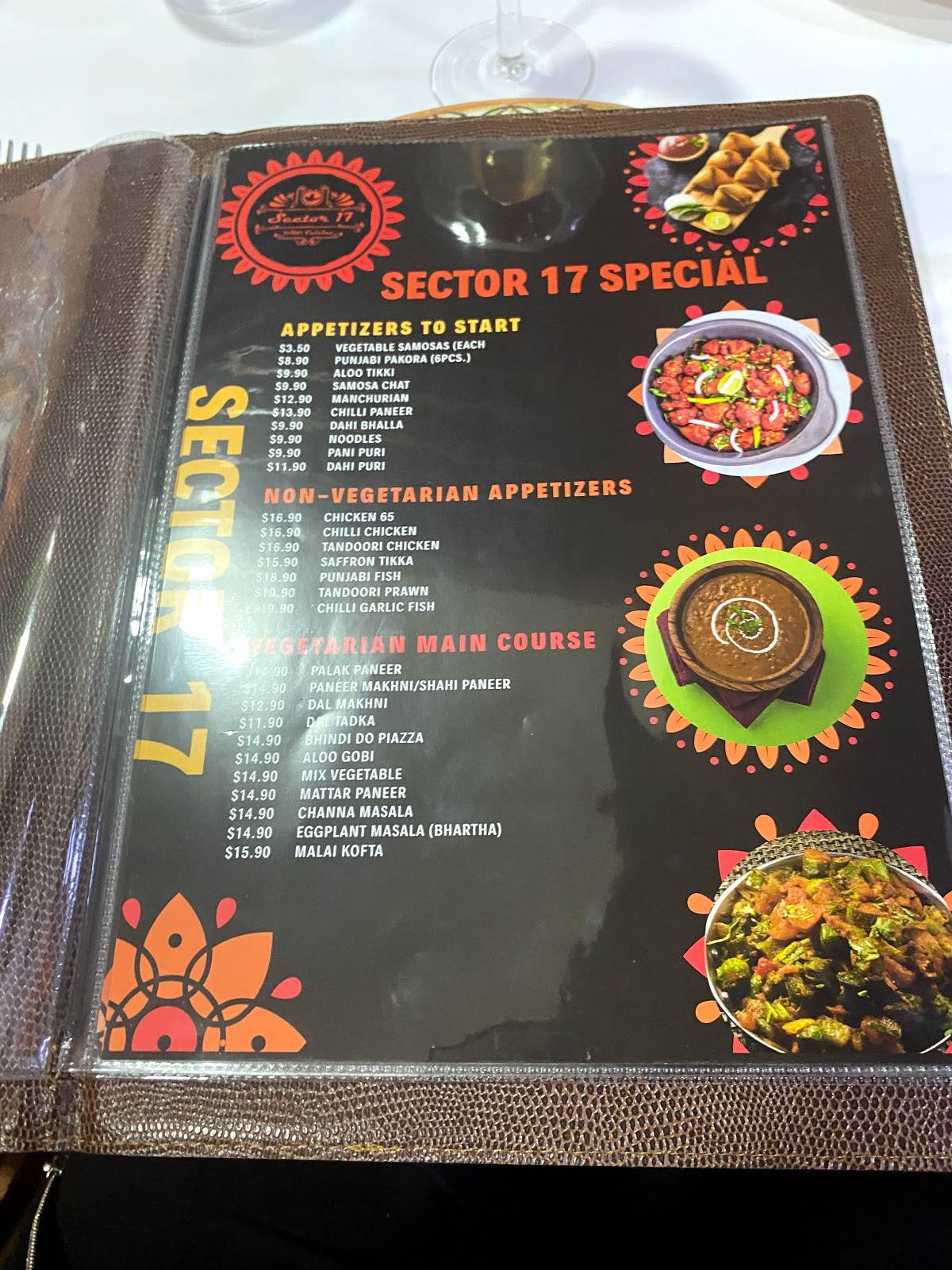 Menu at Sector 17 Indian Cuisine restaurant, North Adelaide, 131 Ward St