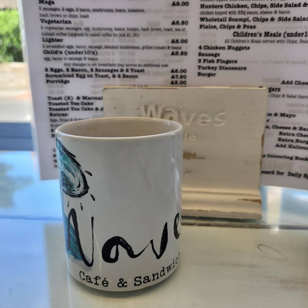 Menu at Waves cafe, Selsey