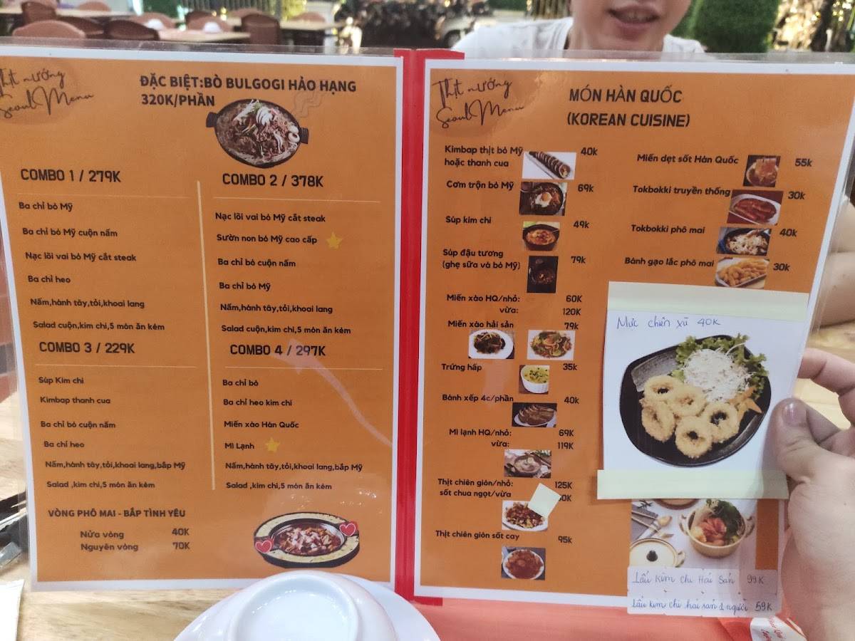 Menu at Seoul Bulgogi BBQ, Can Tho