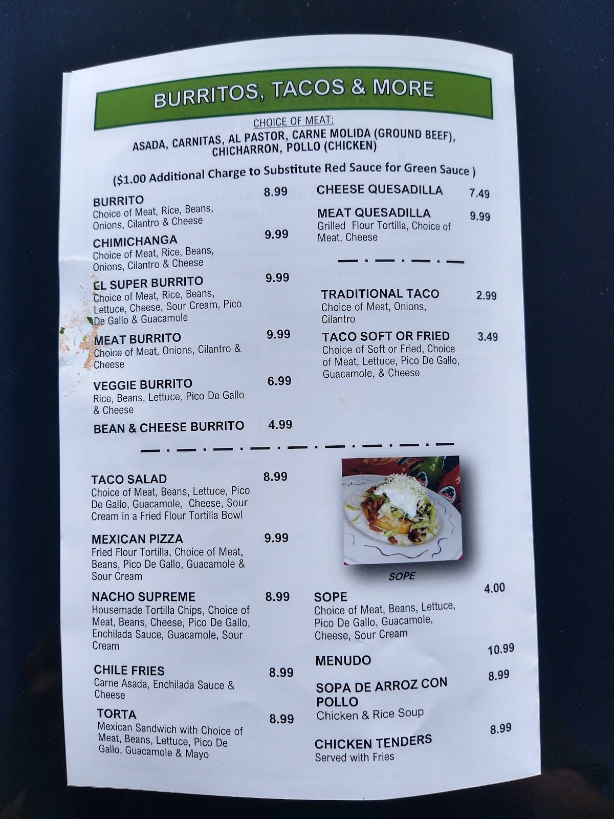 Menu at Serrano's Mexican Fast Food, Las Vegas
