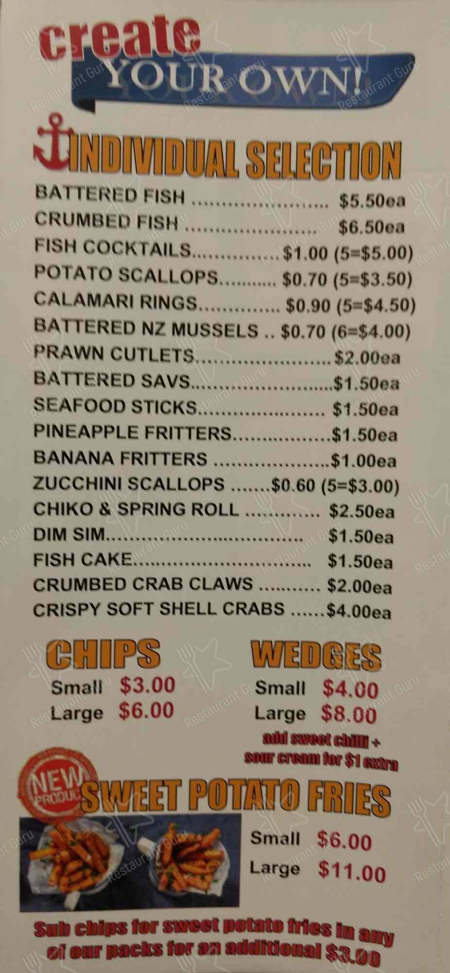 Menu at Brothers Fish Market restaurant, Seven Hills