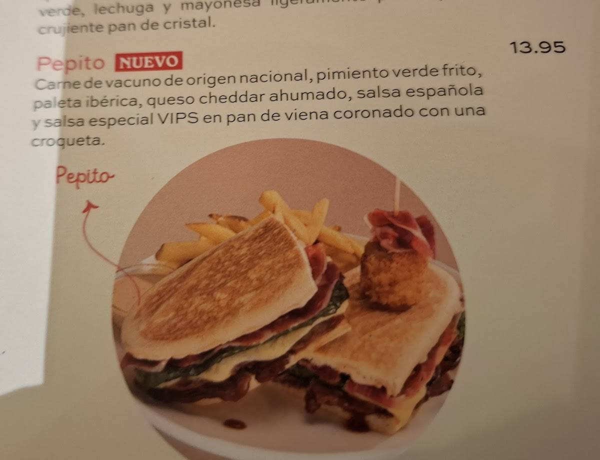 Carta del restaurante VIPS, Sevilla, Av. del Palmas Altas