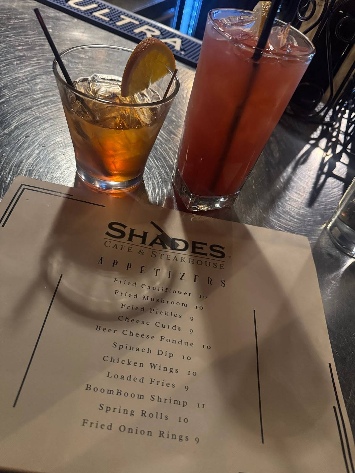 Menu at Shades Café & Steakhouse, Middlesboro