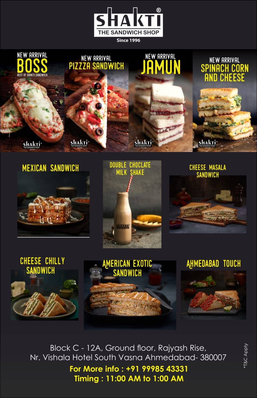 Menu at Shakti Sandwich Vishala, Ahmedabad