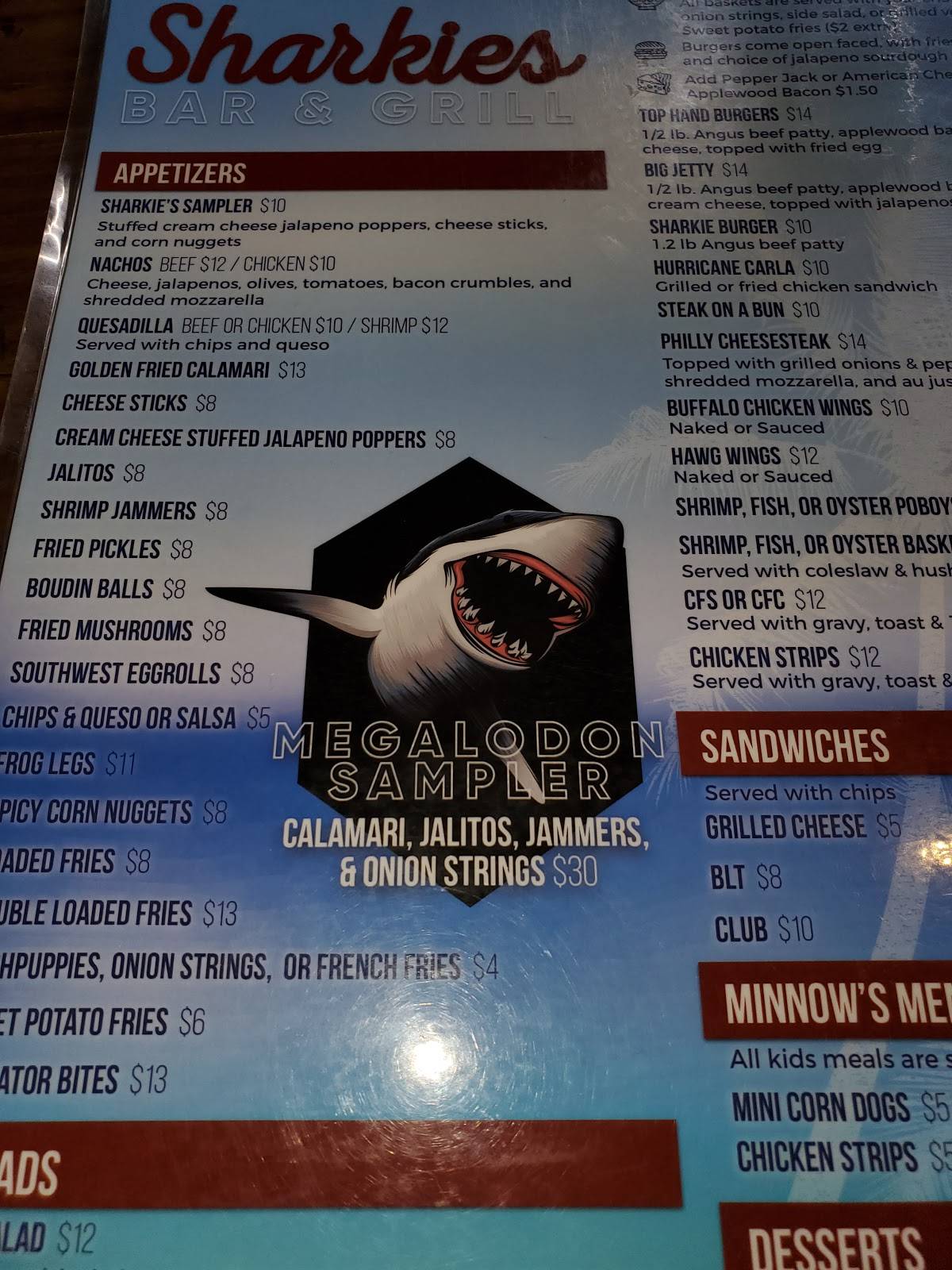 Menu at Sharkies Bar & Grill, Port O'Connor