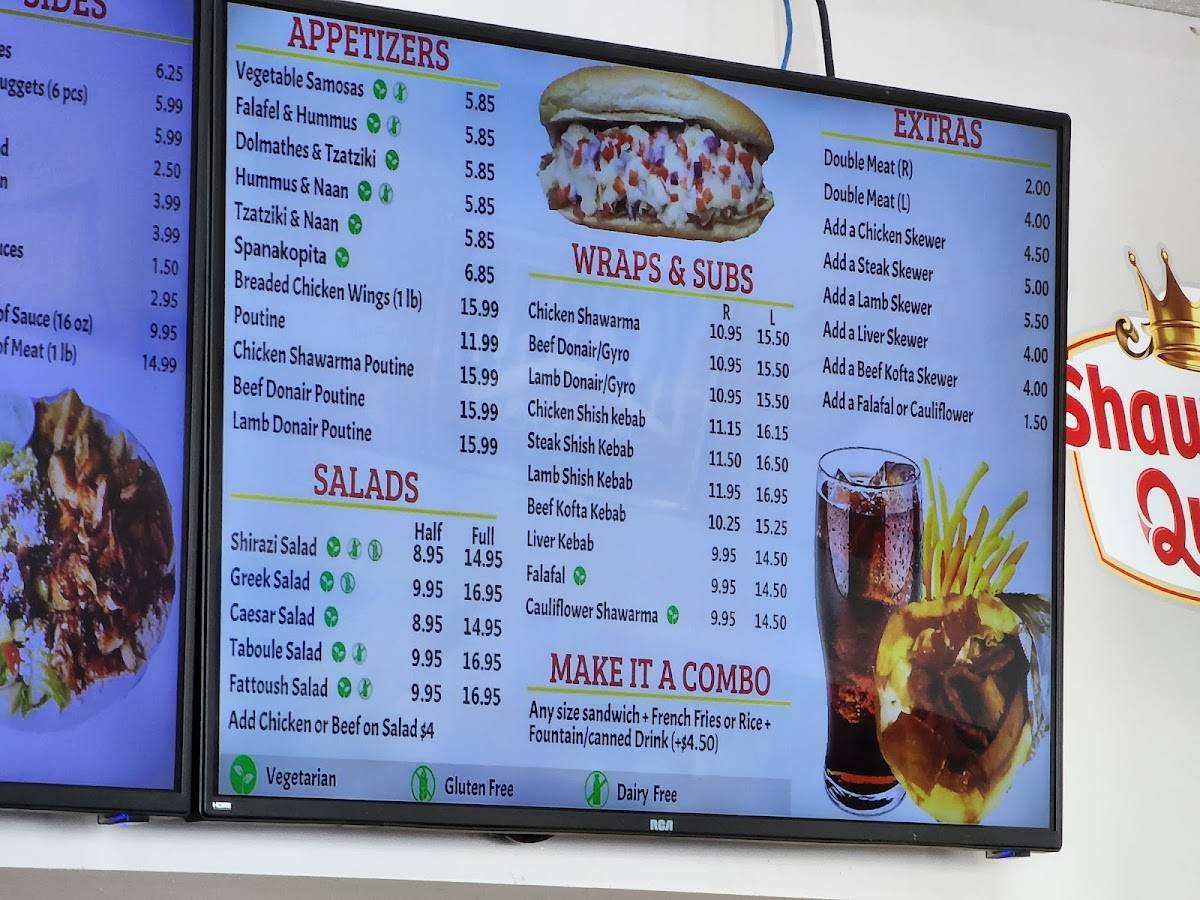 Menu at Shawarma Queen Donair Kebab Buffet restaurant, Brandon ...