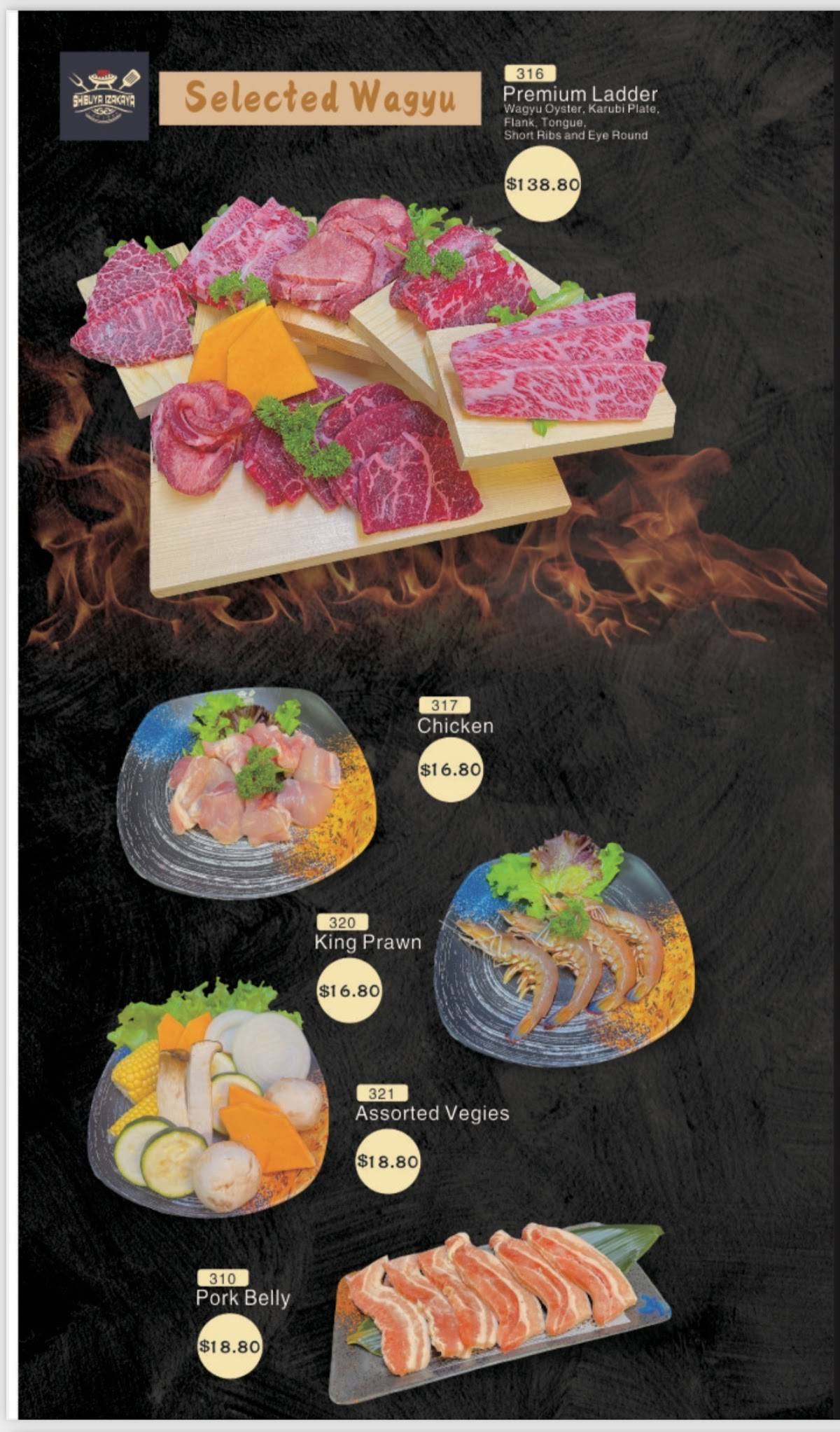 Menu at Shibuya Izakaya Mackay restaurant, Mackay