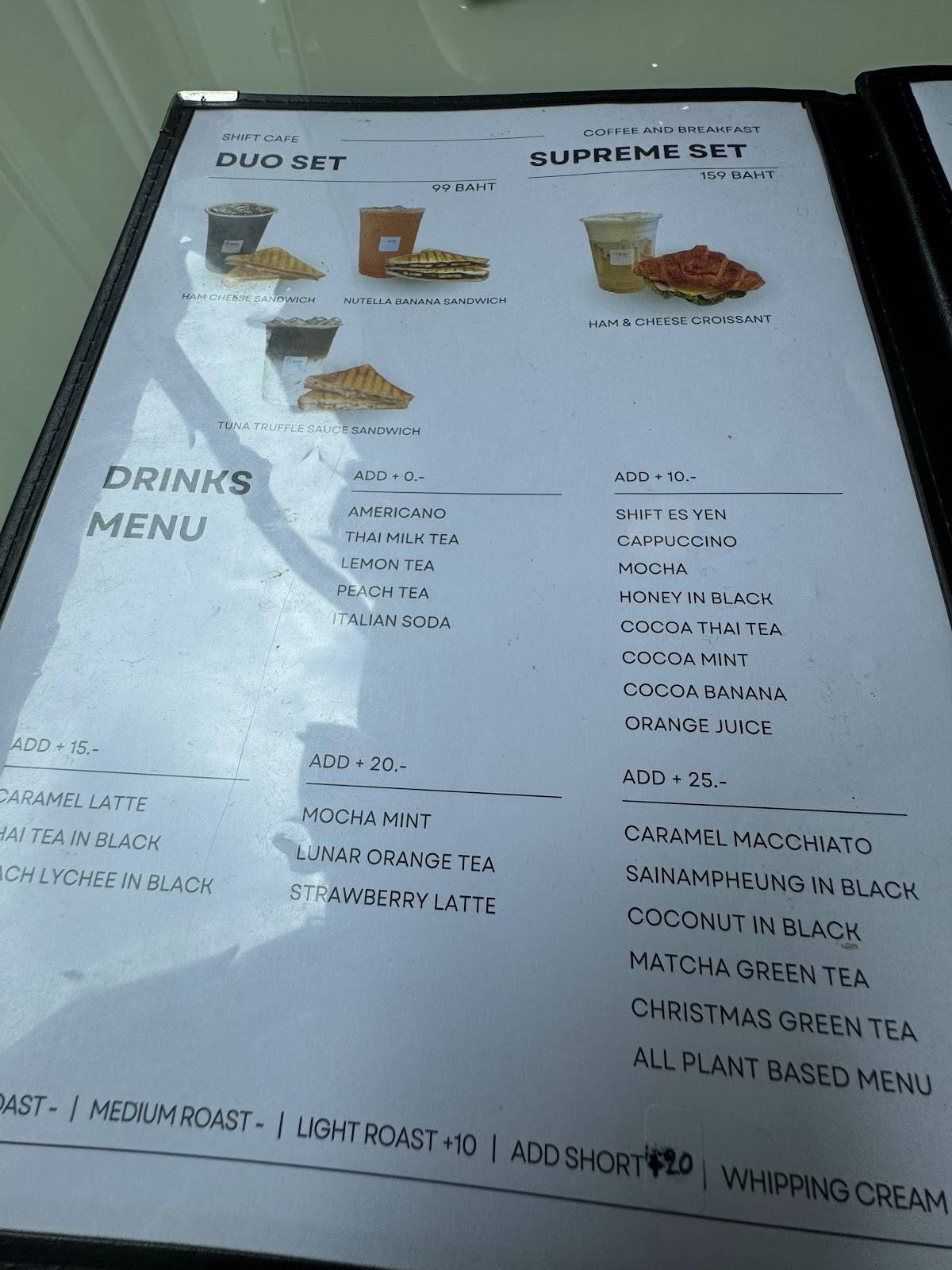 Menu at Shift Cafe - Coffee and Toasts, Chiang Mai
